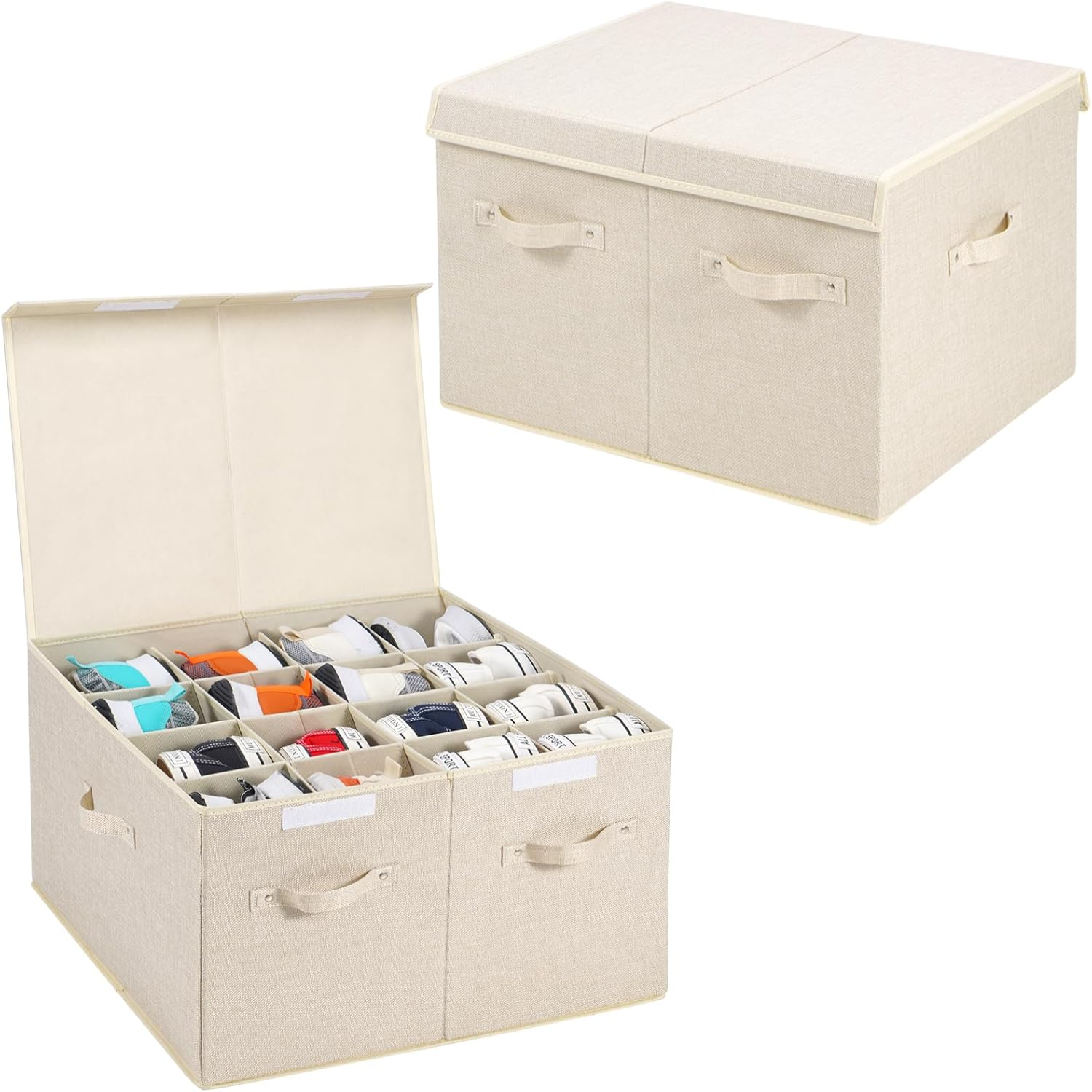 XFUTCVUT 2 Pack Shoe Storage Organizer Fits 32 Pairs Shoe Storage Boxes ...