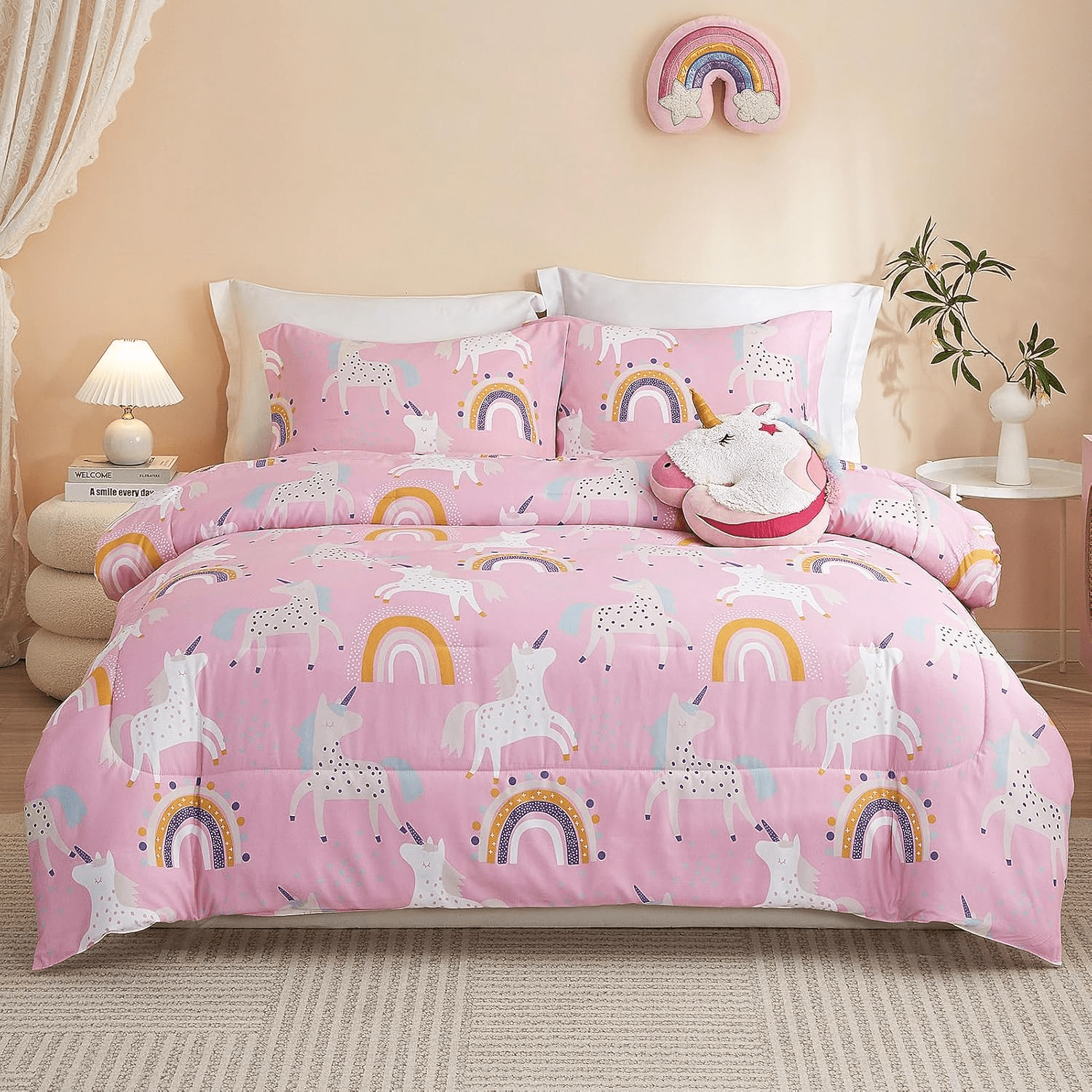 XFUTCVUT Pink Unicorn DXYPQZ Full/Queen Comforter Set for Girls 3 ...