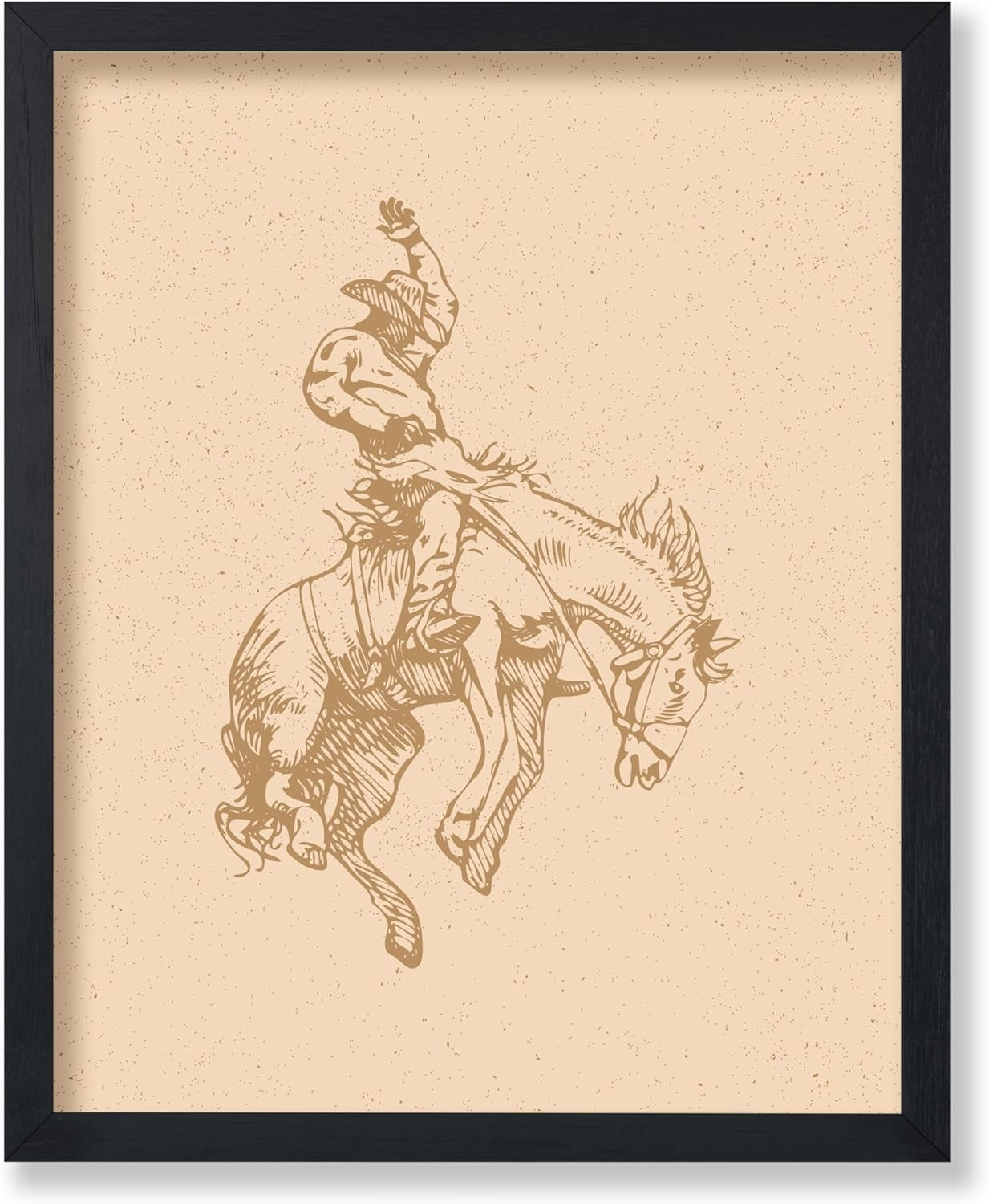 XFX Beige Rodeo Poster - Retro Cowboy on Bucking Horse Print - Cowboy ...