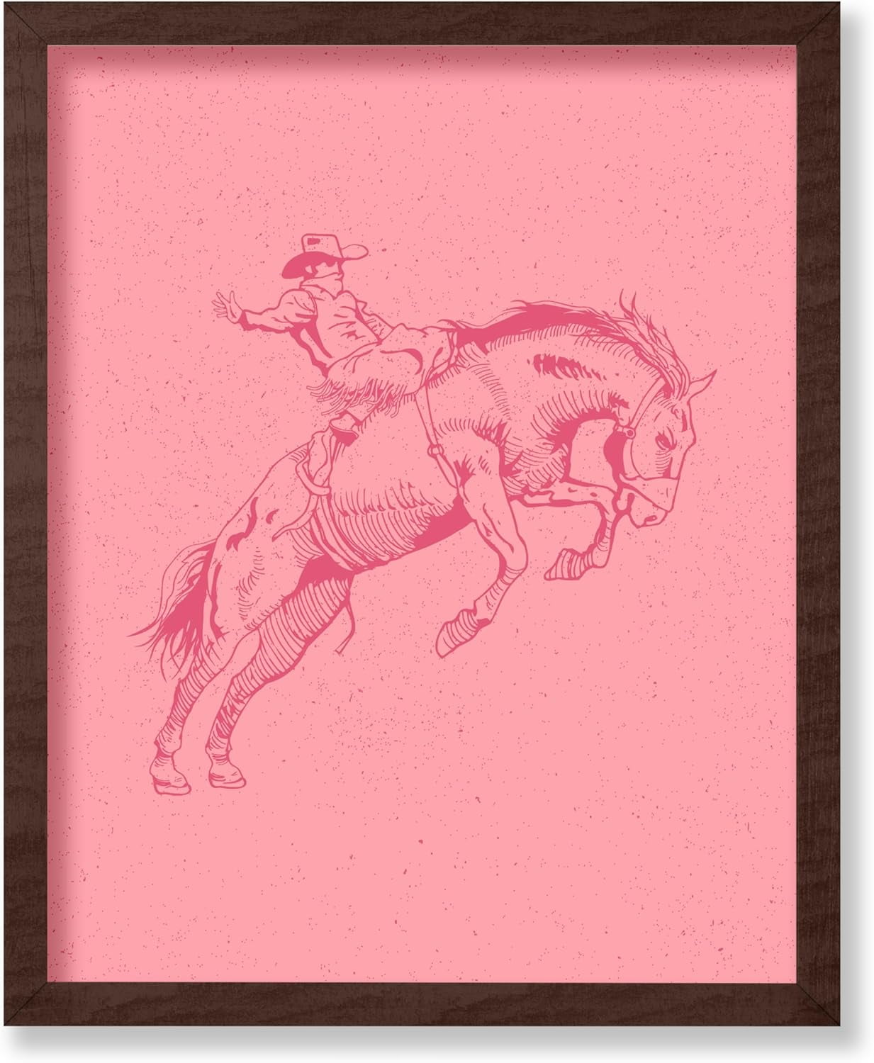 XFX Cowboy on Bucking Horse Poster - Retro Pink Rodeo Print - Cowboy ...
