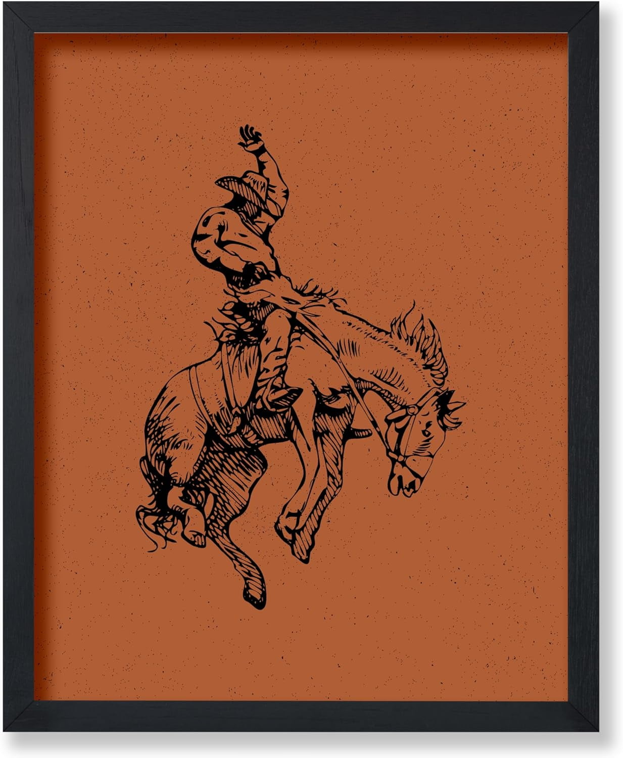 XFX-POSTERS-Brown Rodeo Poster - Retro Cowboy on Bucking Horse Print ...