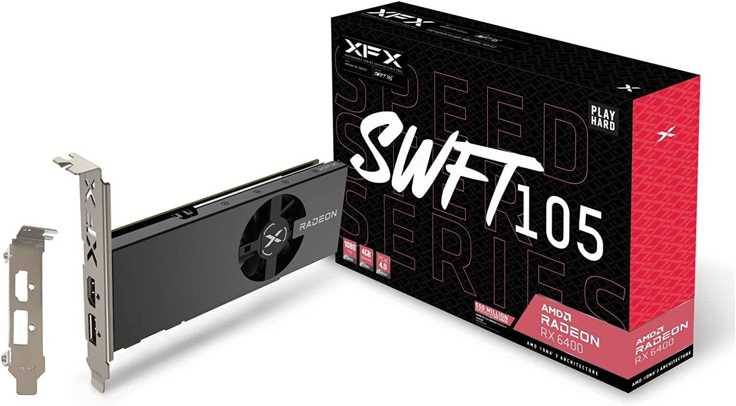XFX RX-64XL4SFG2 XFX SPEEDSTER SWFT105 RADEON RX 6400 Gaming Graphics ...