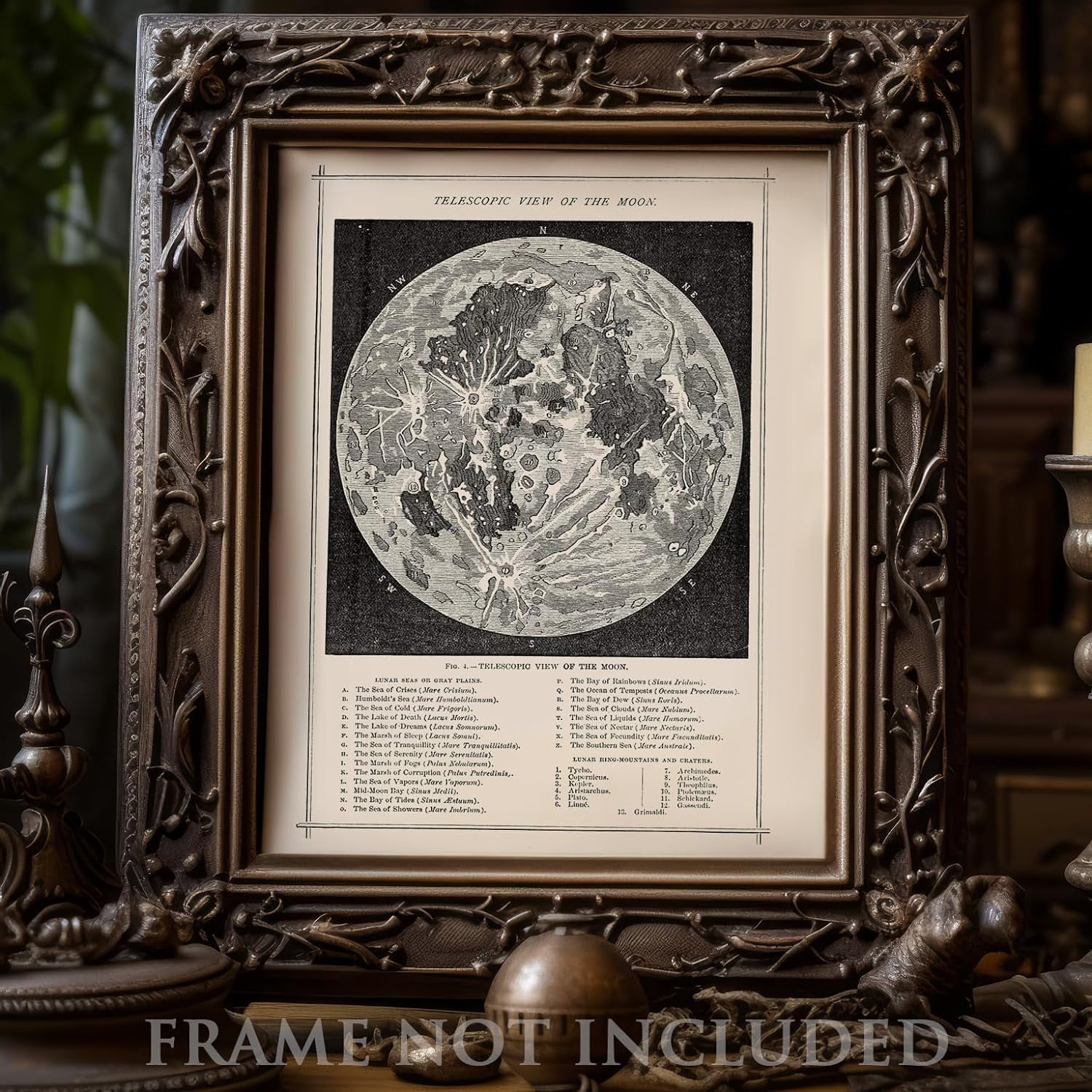 XFX Vintage Posters Moon Map - Space Poster Moon Phase Poster Dark ...