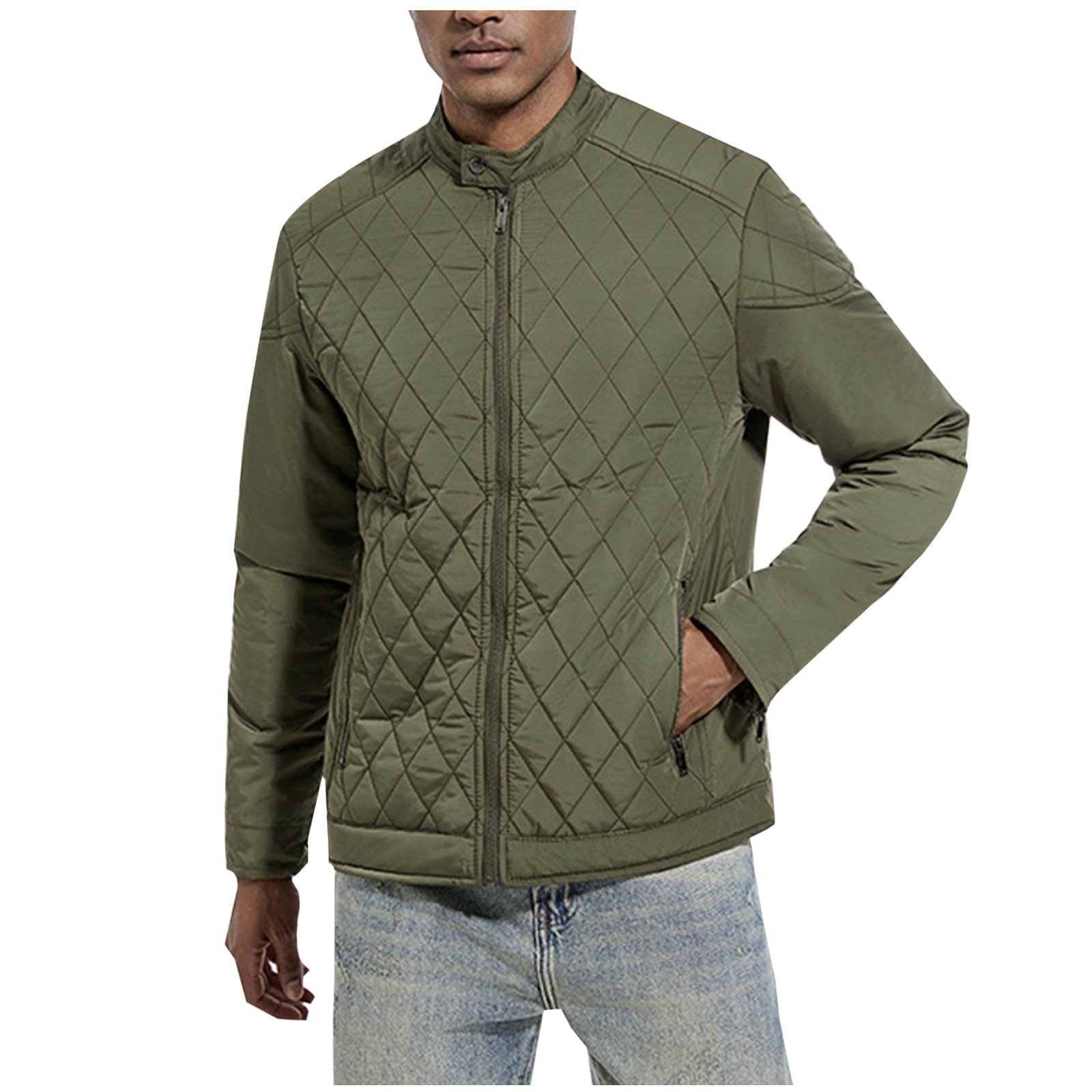 XFYSSS Men's Fashion Casual Solid Color Zipper Pockets Jacket Long ...