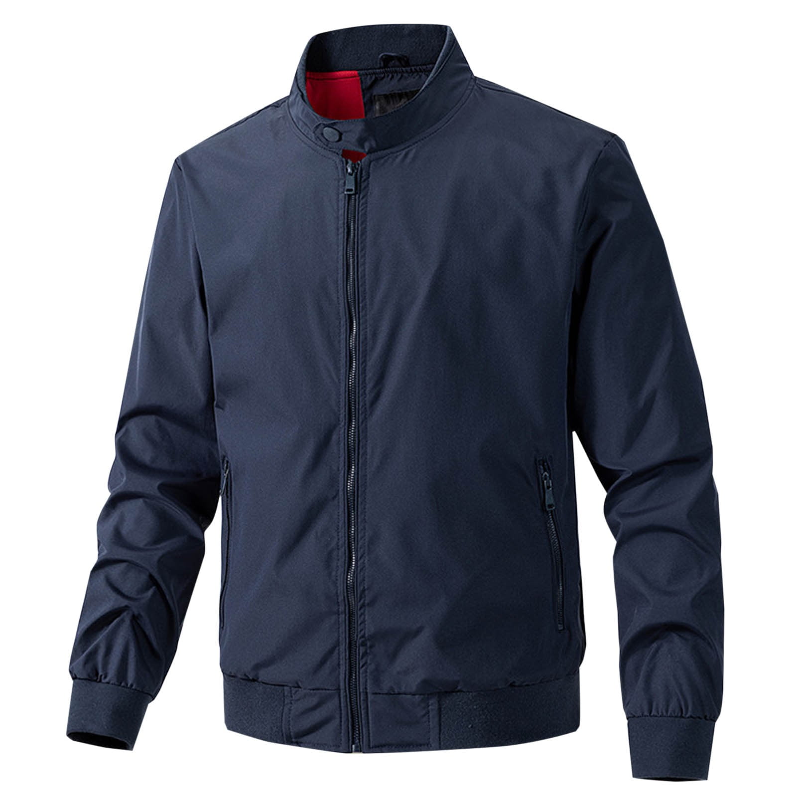 XFYSSS Men's Fashion Casual Solid Color Zipper Pockets Jacket Long ...