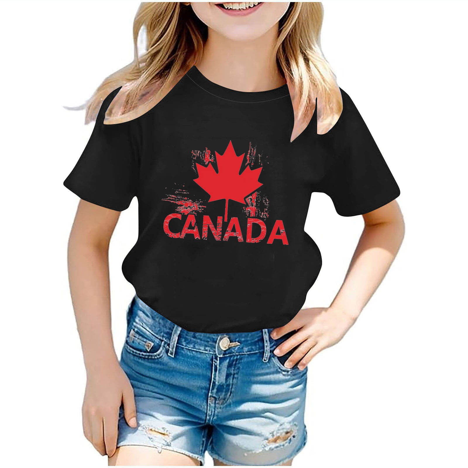 XFYSSS T Shirts for Girls And Boys Canada Shirts Canada Day Flag Short ...