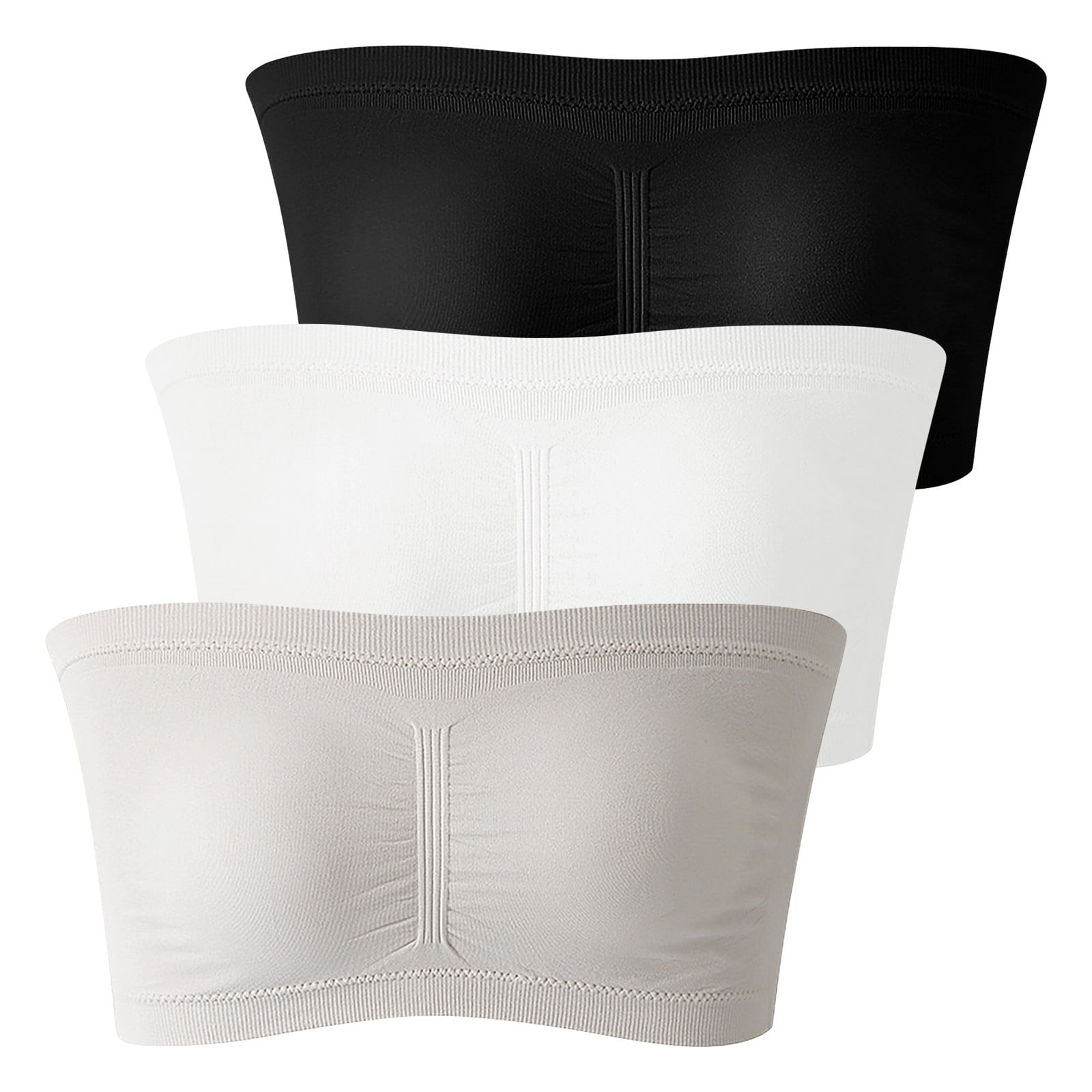 XFYSSS Women's 3 Pack Large Size Stretch Strapless Bras Breathable And ...