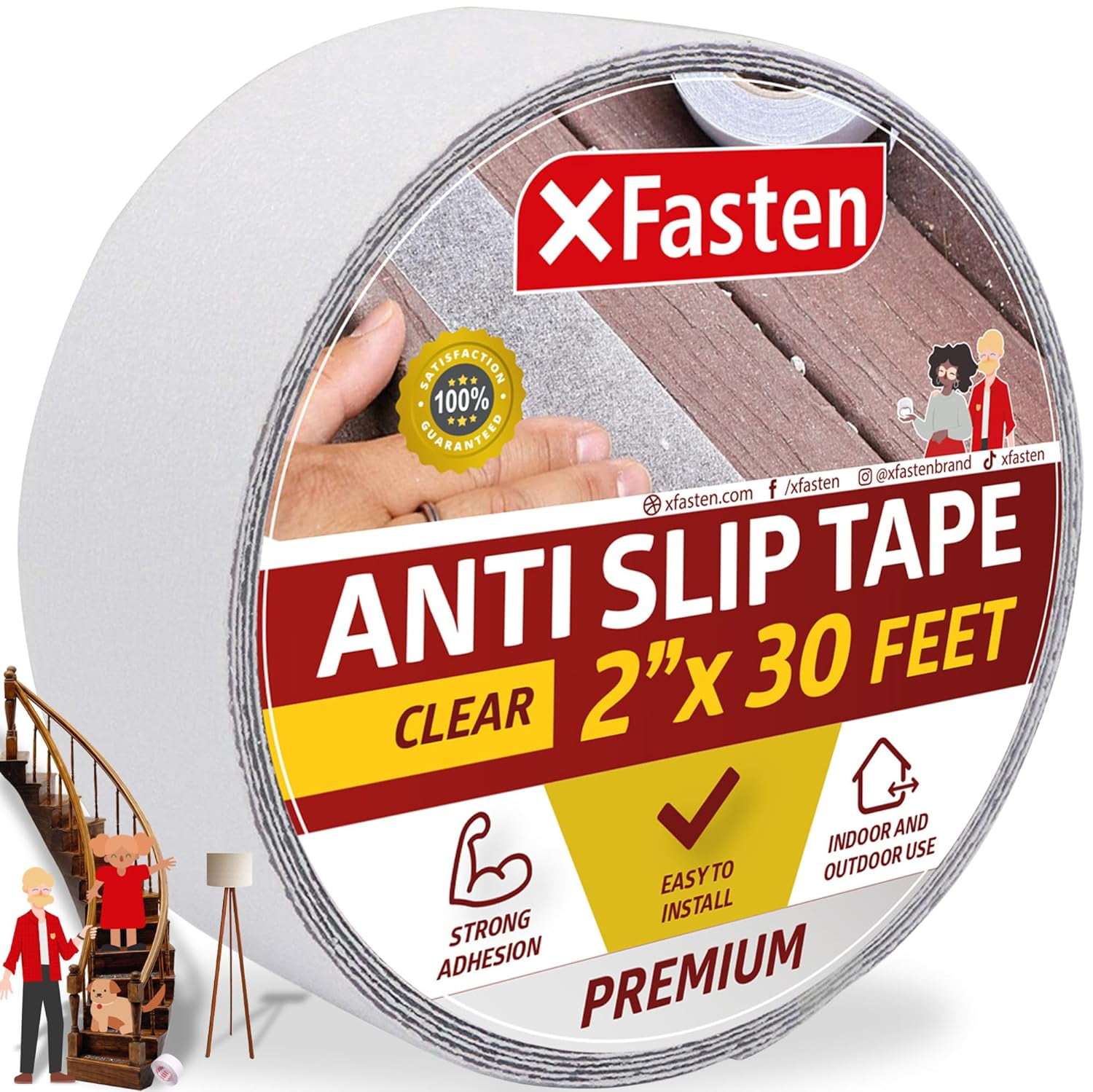 XFasten, Anti-Slip Tape, 2 x 30 Feet, Clear Adhesive - Walmart.com