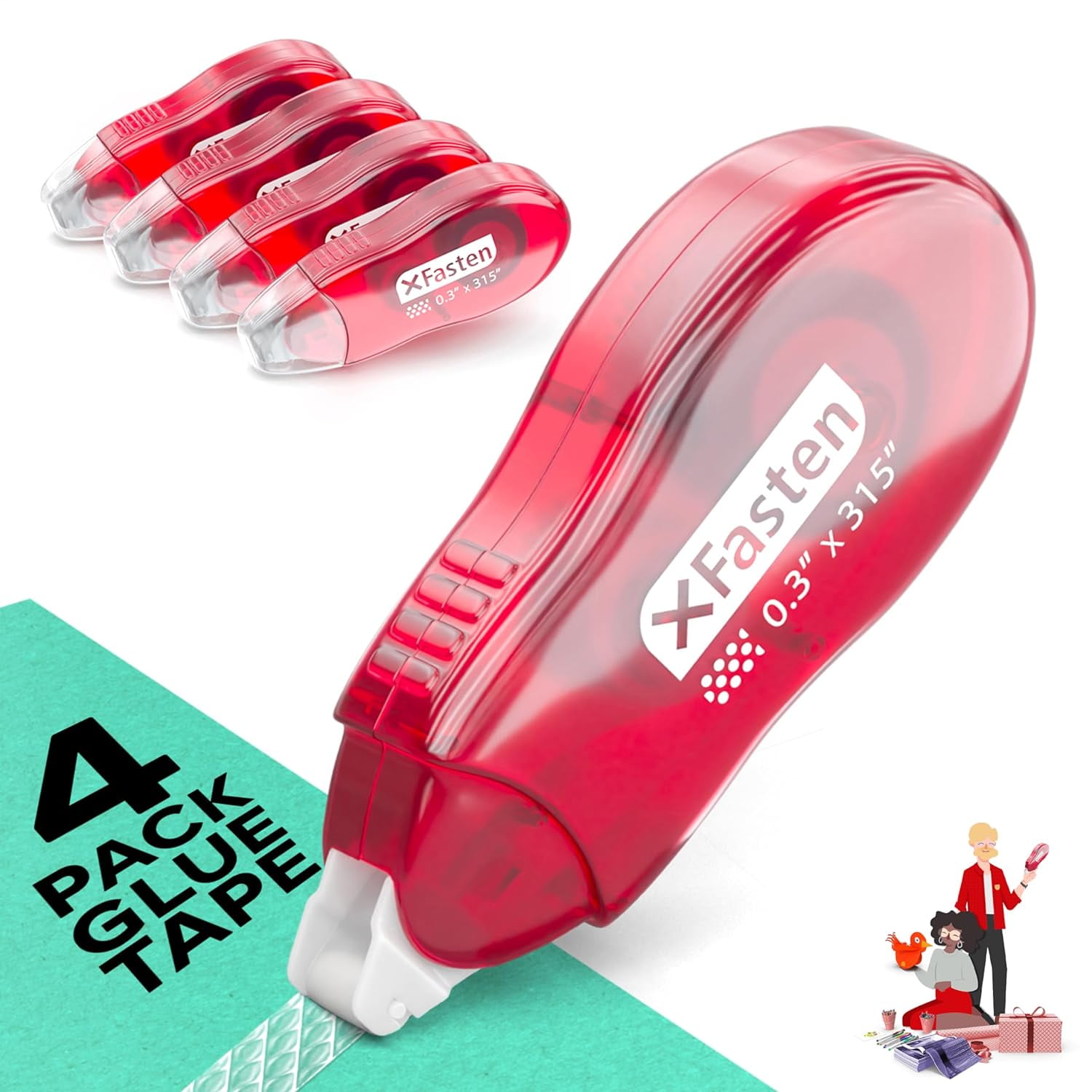 XFasten Double Sided Adhesive Roller Japan Dots Clear, Office Supplies ...