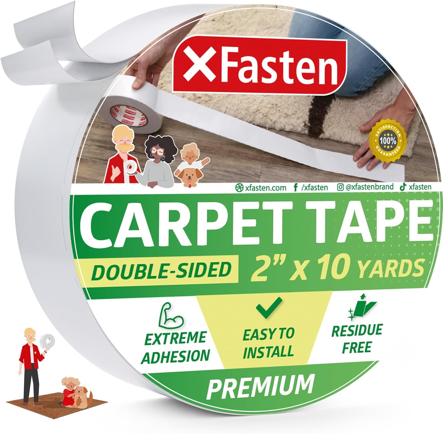 XFasten Double Sided Carpet Tape for Hardwood and Outdoor Use ...