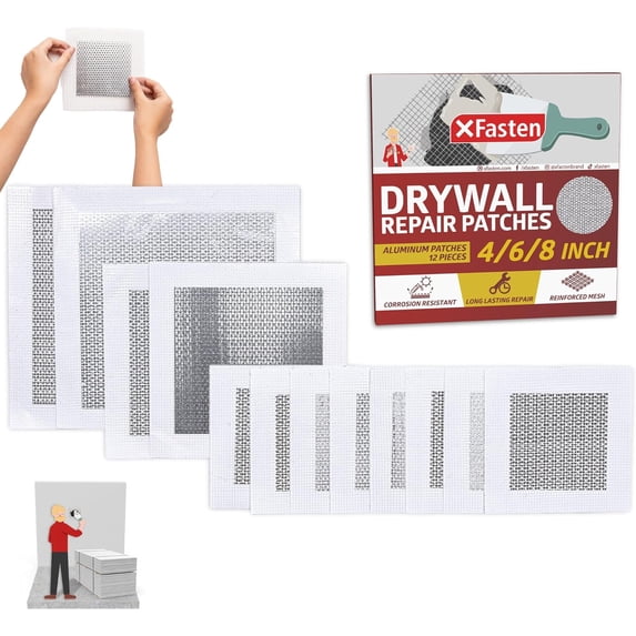 XFasten Drywall Repair Kit 12-Pack 4/6/8 Inch Aluminum Dry Wall Repair ...