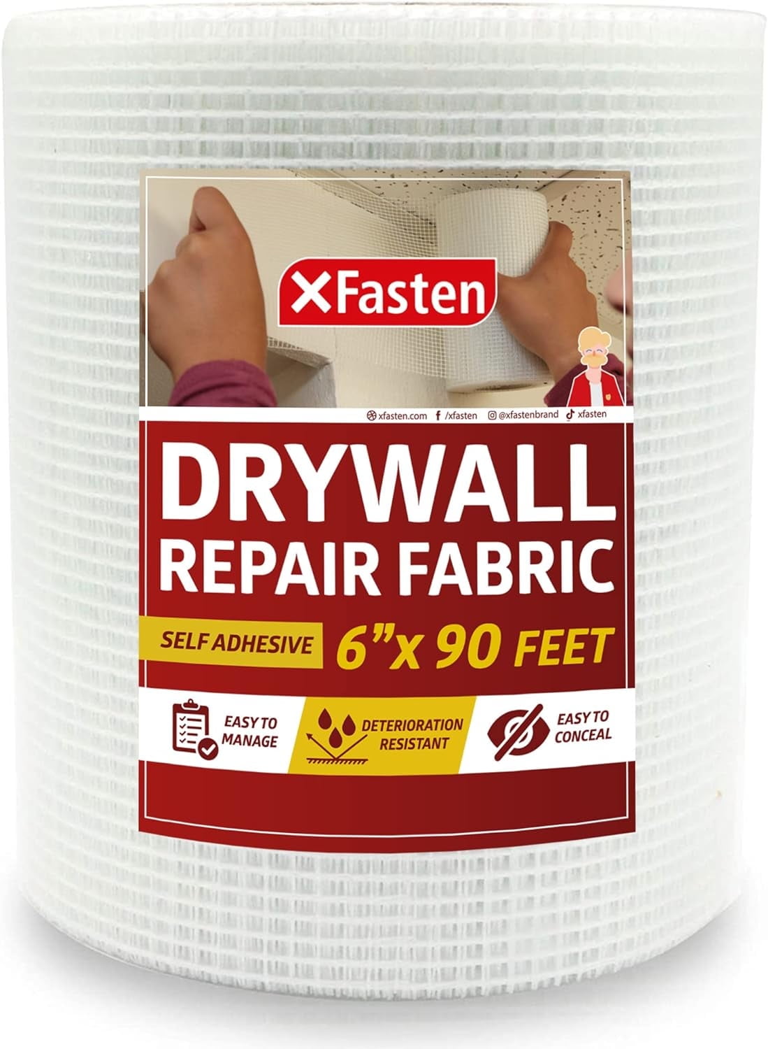 XFasten Drywall Repair Mesh Tape - 6-Inch X 90-Foot Mesh Tape for ...