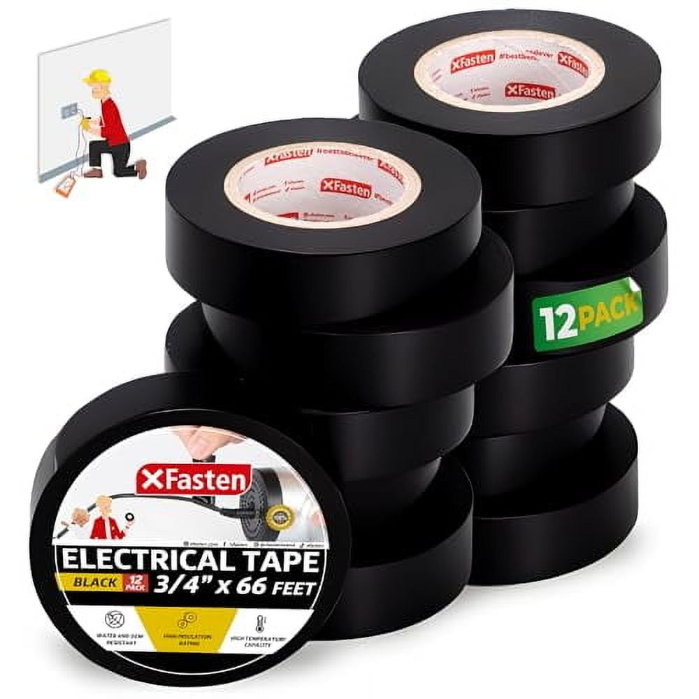 XFasten Electrical Tape Black 3/4 Inch x 66 Feet 12-Pack - Walmart.com