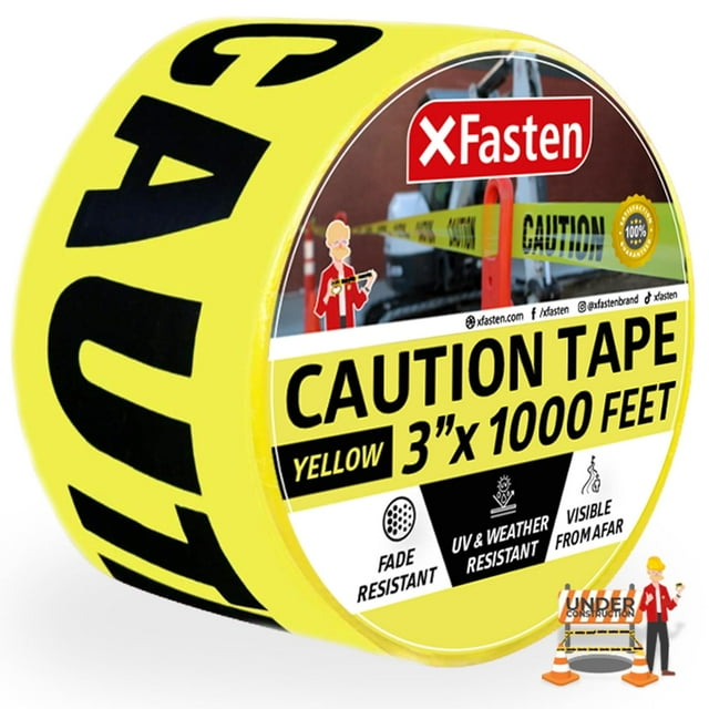 "XFasten Durable Safety Caution Tape, High Visibility, 3"" x 1000 ft" - Walmart.com