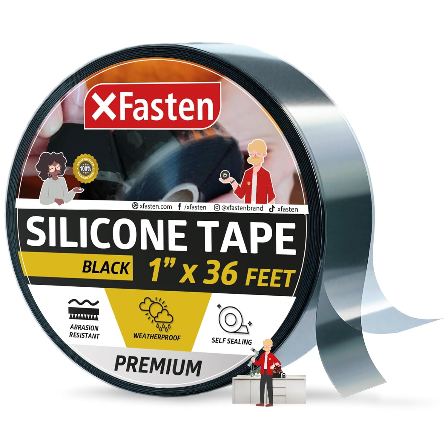 XFasten Self-Fusing Sealant Silicone Tape-1" X 36-Ft, Leak & Water ...