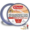 XFasten Adhesive Backed Measurement Tape, White, 1/2" x 12 Ft, Self ...