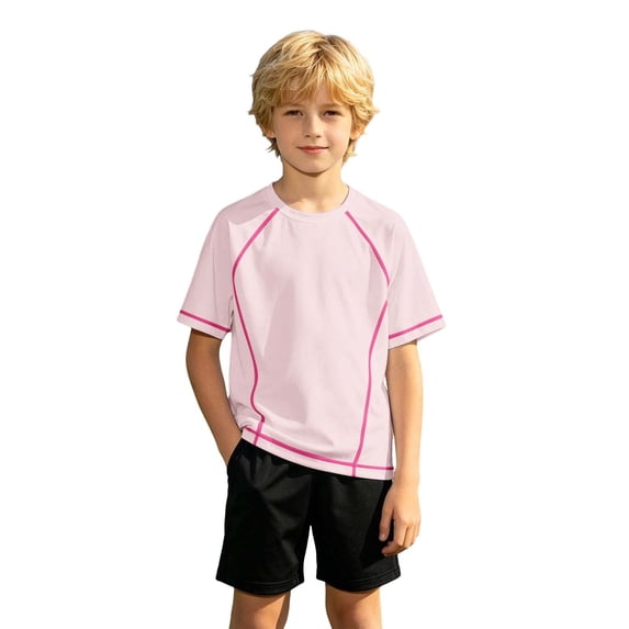 XFeng Boy's UPF 50 Rash Guard Swim Shirts Short Sleeve Sun Protection ...