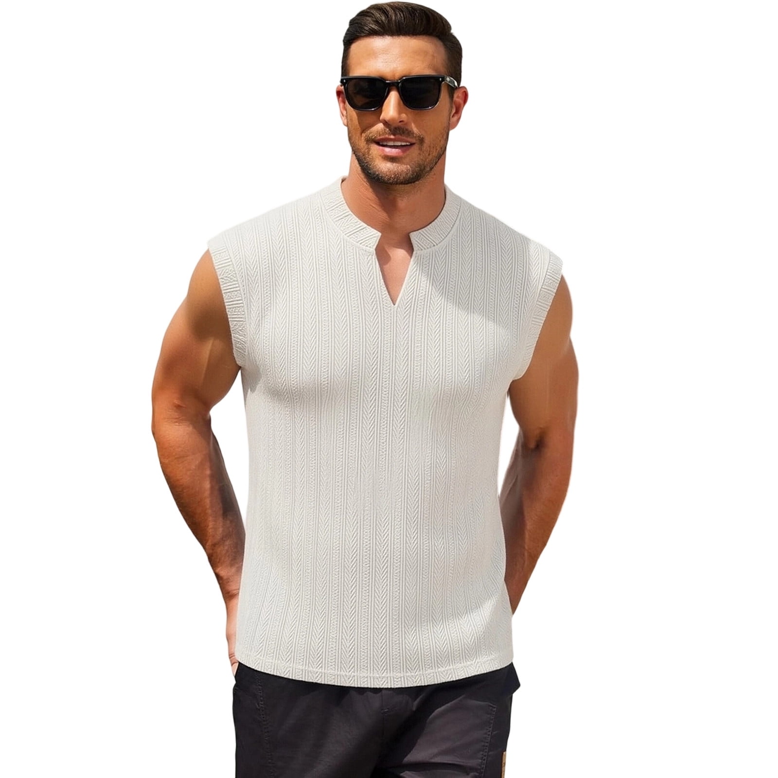 XFeng Mens Drop Arm Tank Tops Gym Workout Sleeveless Muscle Shirts Cut ...