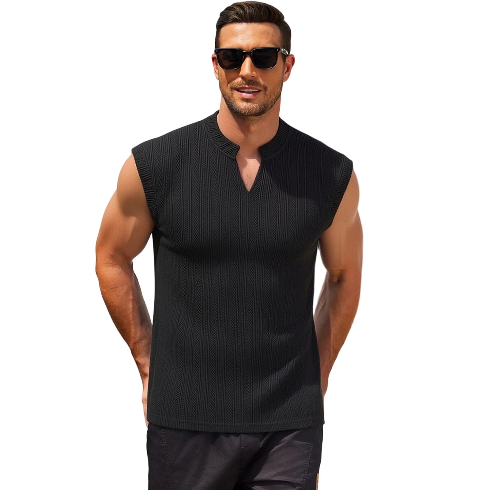 XFeng Mens Drop Arm Tank Tops Gym Workout Sleeveless Muscle Shirts Cut ...
