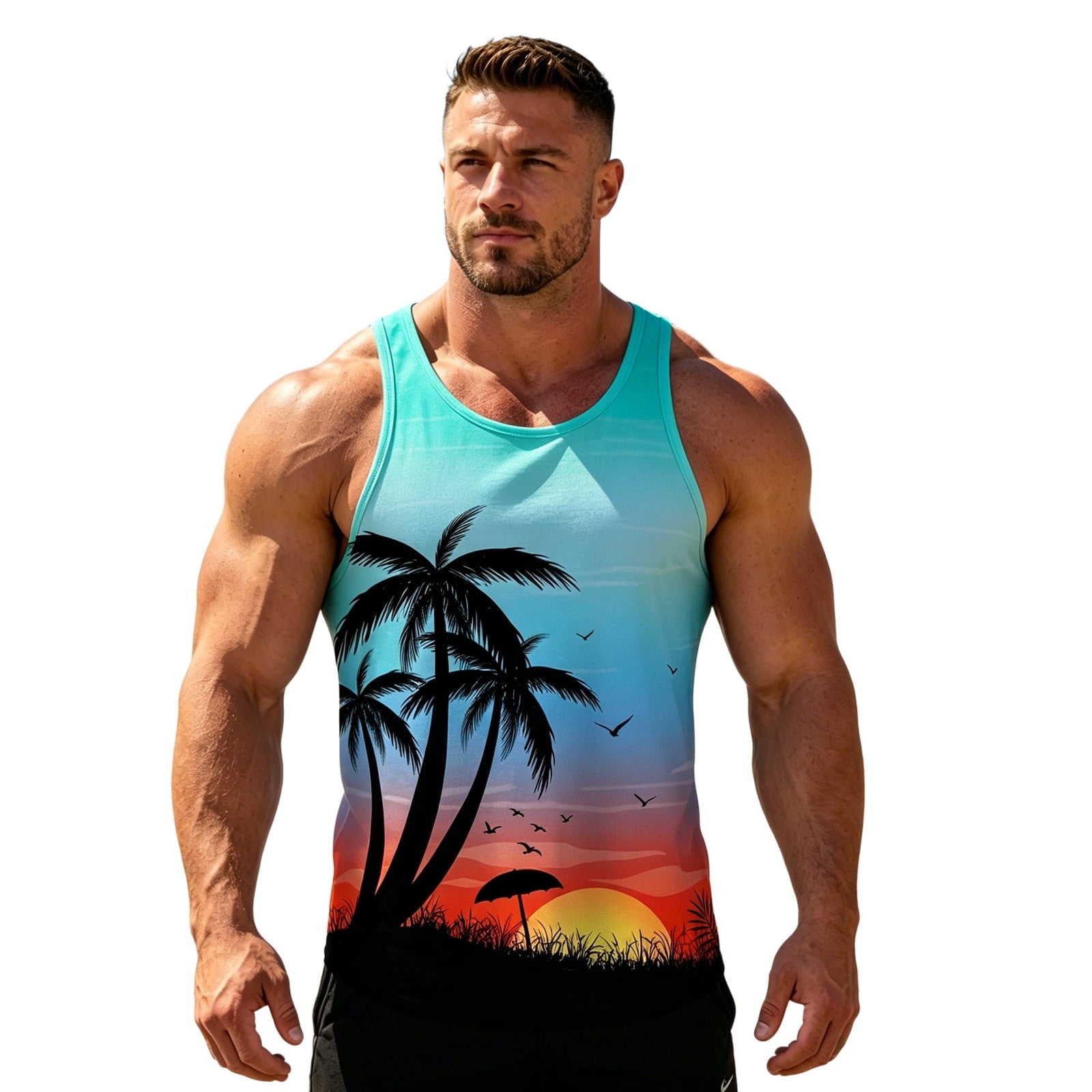XFeng Mens Drop Arm Tank Tops Gym Workout Sleeveless Muscle Shirts Cut ...
