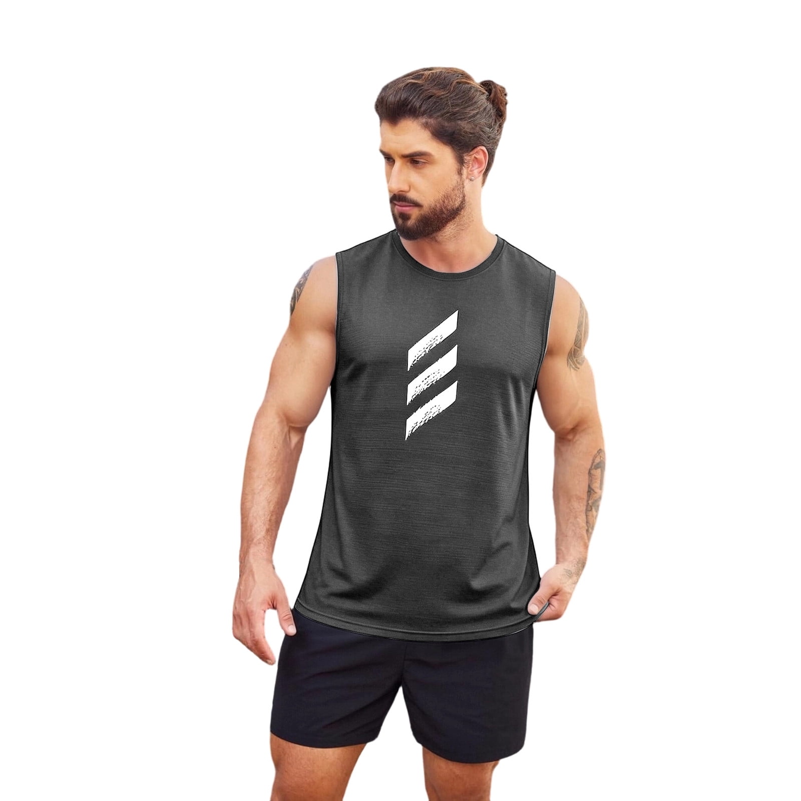 XFeng Mens Drop Arm Tank Tops Gym Workout Sleeveless Muscle Shirts Cut ...