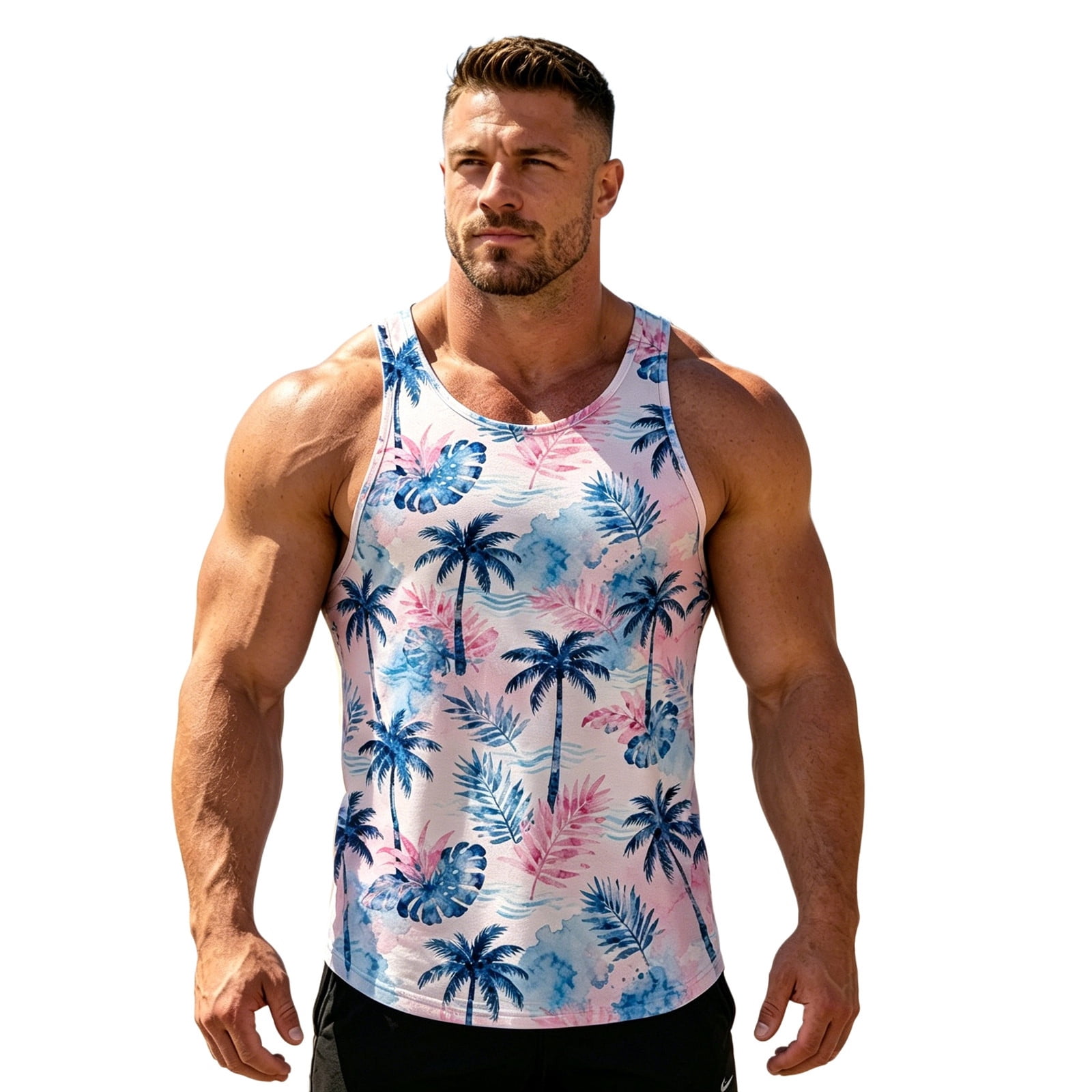 XFeng Mens Drop Arm Tank Tops Gym Workout Sleeveless Muscle Shirts Cut ...