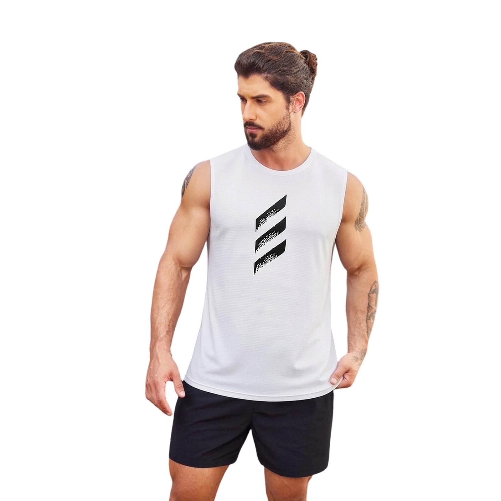 XFeng Mens Drop Arm Tank Tops Gym Workout Sleeveless Muscle Shirts Cut ...