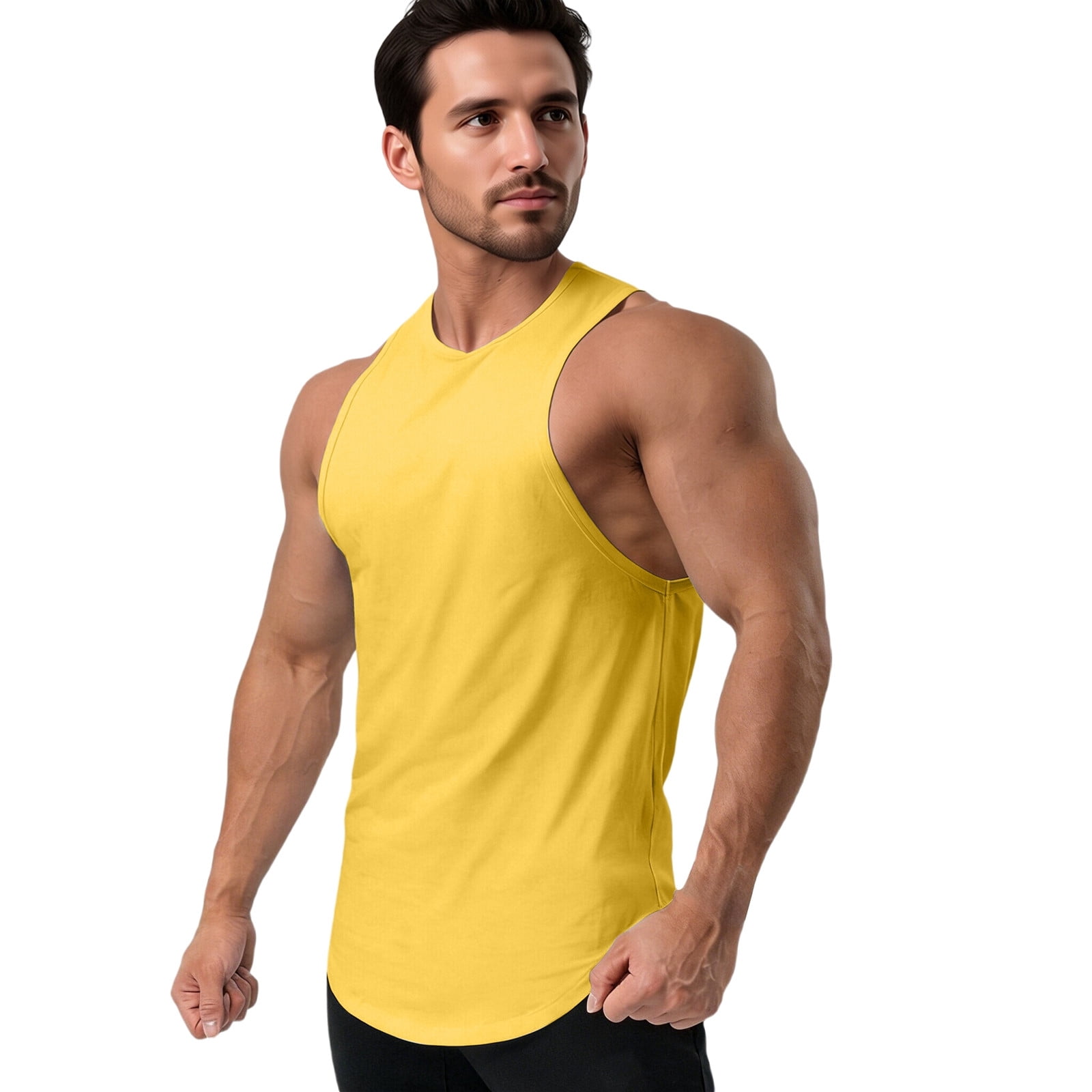 XFeng Mens Drop Arm Tank Tops Gym Workout Sleeveless Muscle Shirts Cut ...