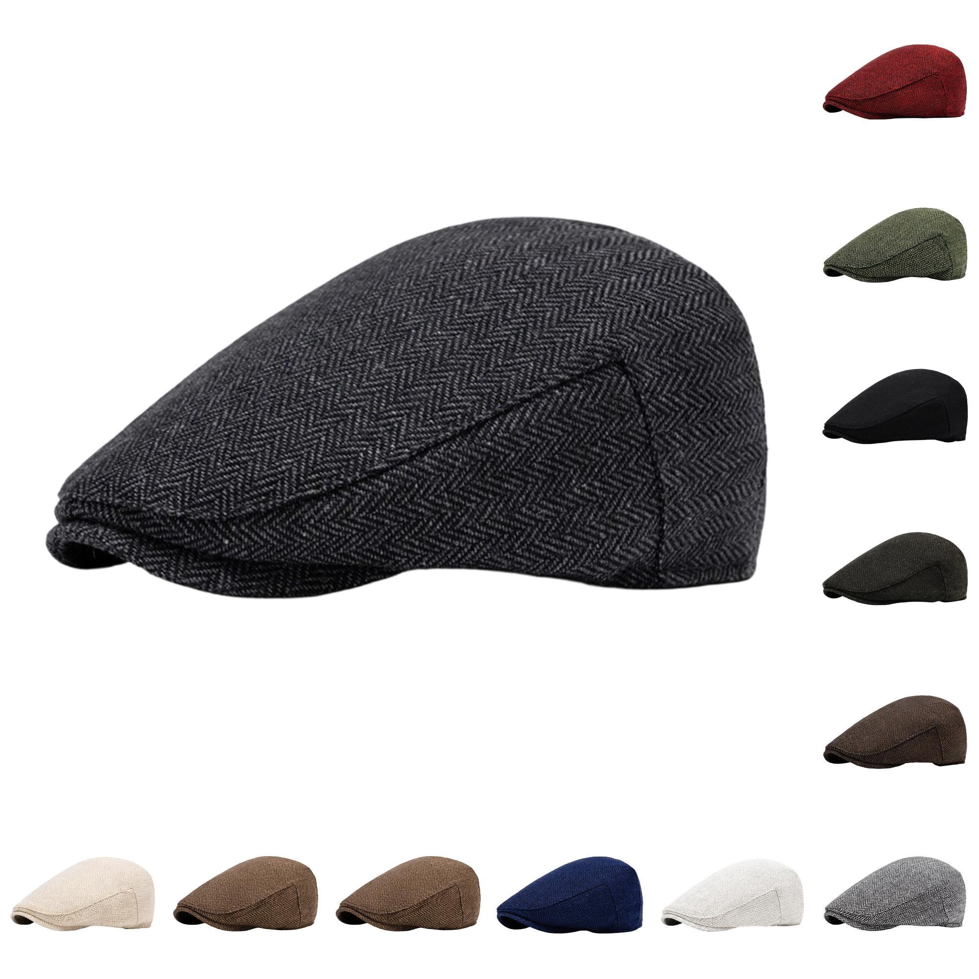 XFeng Women's Herringbone Tweed Flat Cap British Style Ivy Newsboy Hat ...