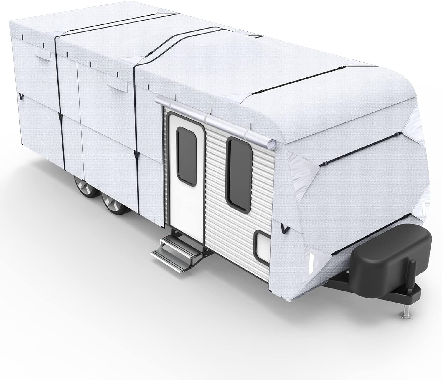 XGEAR 210D Upgraded Travel Trailer Cover RV Cover with 4 Tire Covers ...