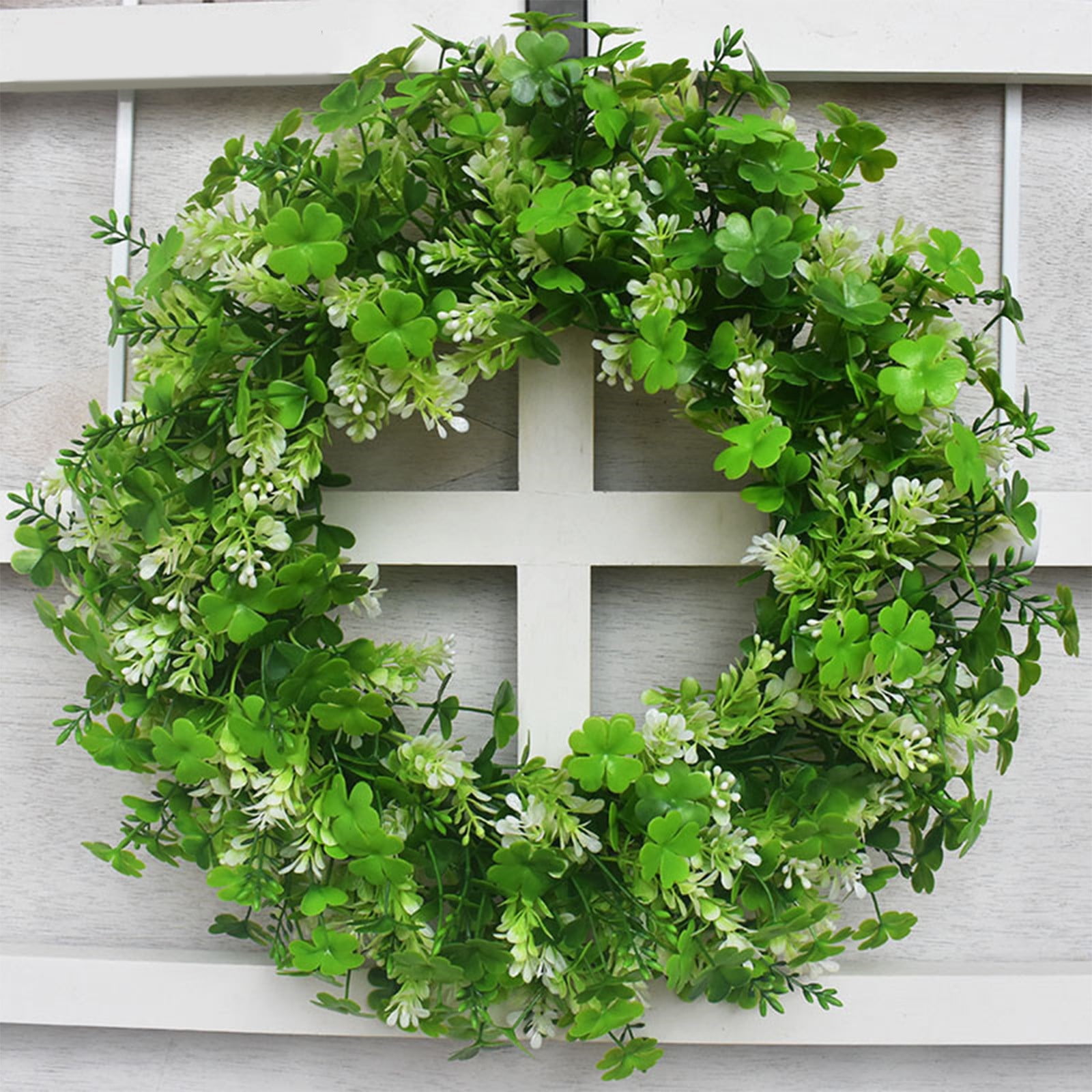 XGFHYJEH 17Inch St Patricks Day Wreath Decorations, Artificial Shamrock ...