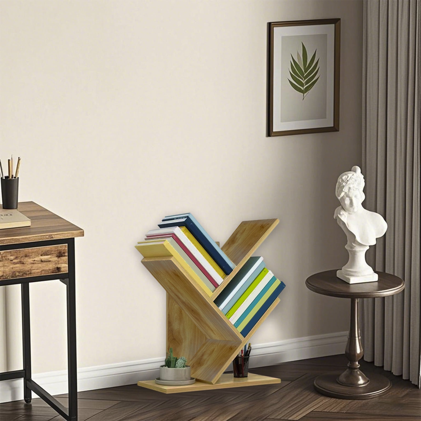 XGFHYJEH Book Shelf, Wood Book Shelfs, Book Cases, 3 Tier Tree Book ...