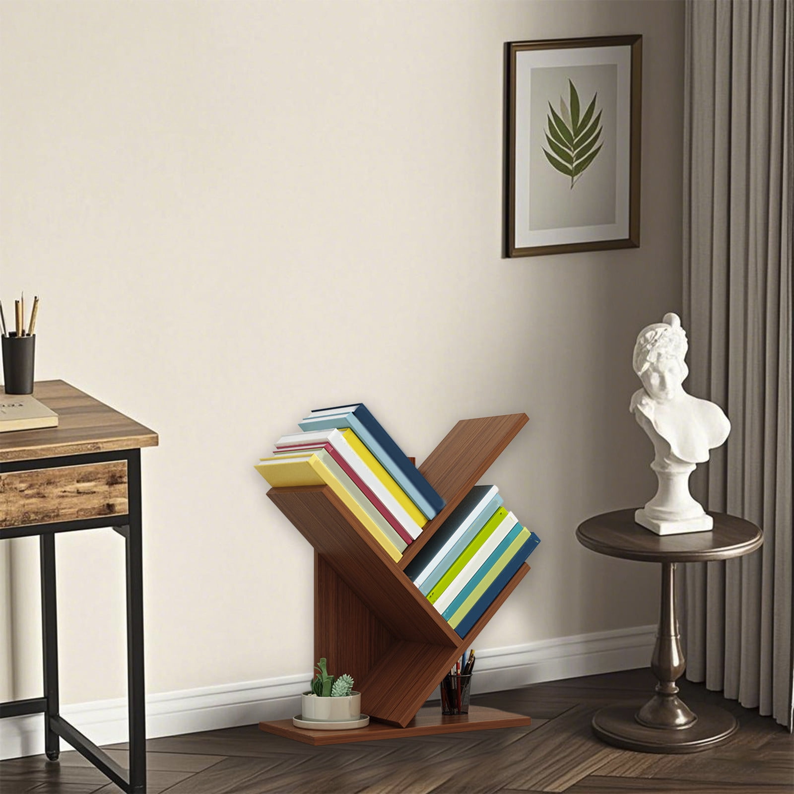XGFHYJEH Book Shelf, Wood Book Shelfs, Book Cases, 3 Tier Tree Book ...