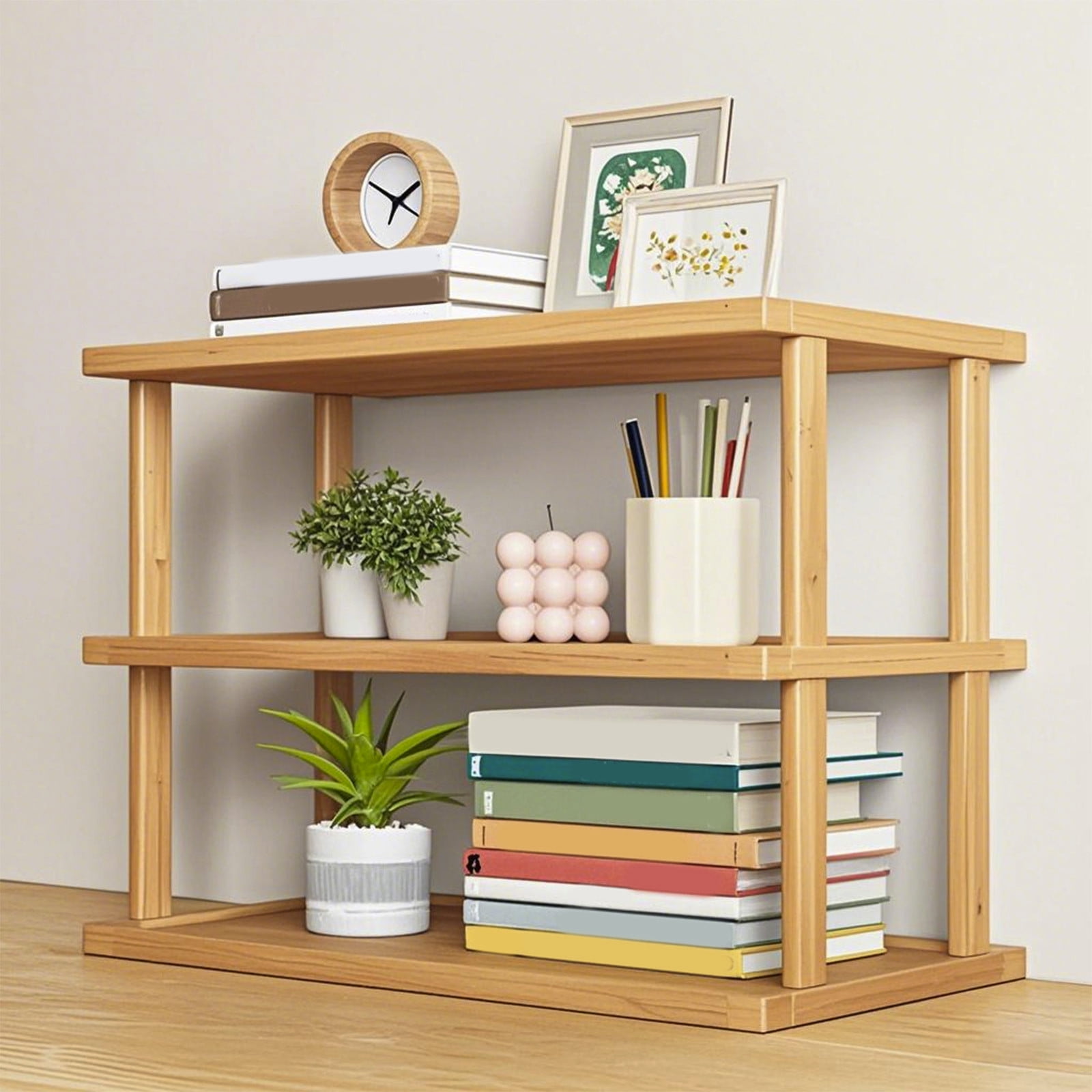 XGFHYJEH Book Shelf, Wood Book Shelfs, Book Cases, 3 Tier Wooden Shelf ...