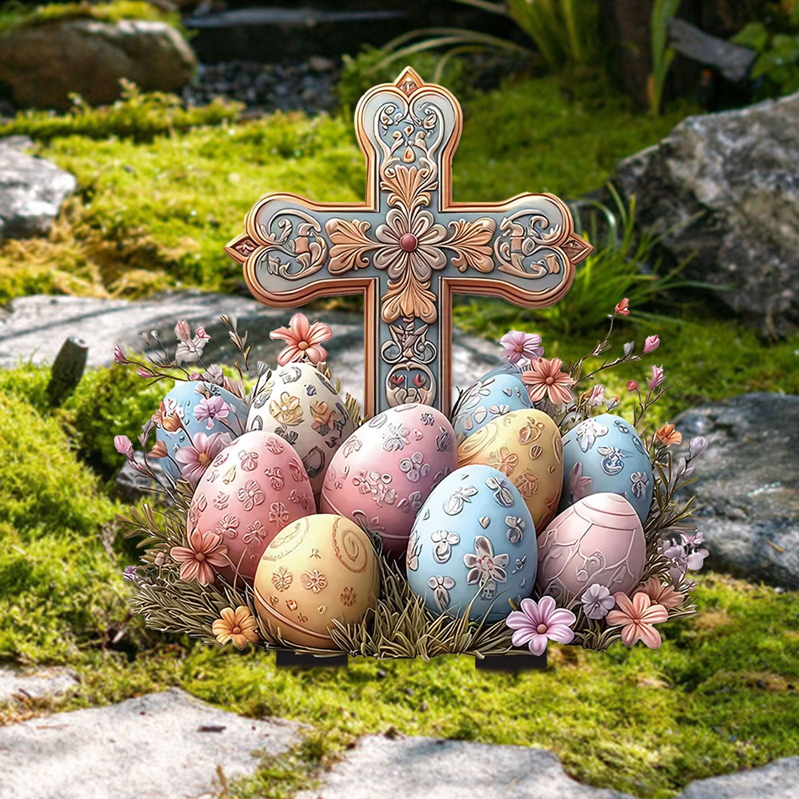 XGFHYJEH Easter Decoration, Easter Acrylic Floor Insertion Outdoor ...