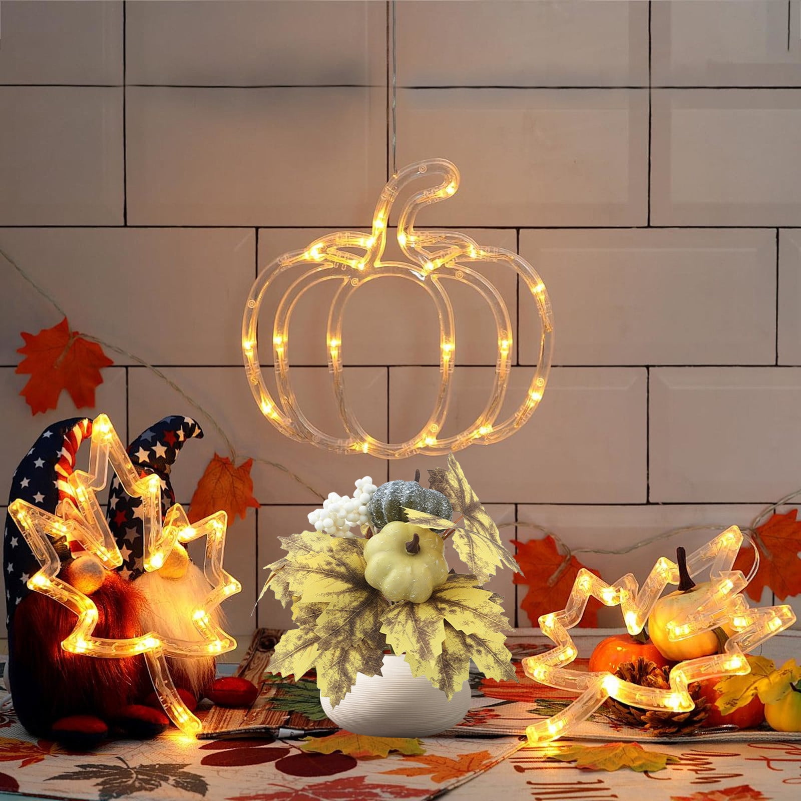 XGFHYJEH Halloween Maple Leaf Pumpkin Decorations Indoor Outdoor ...