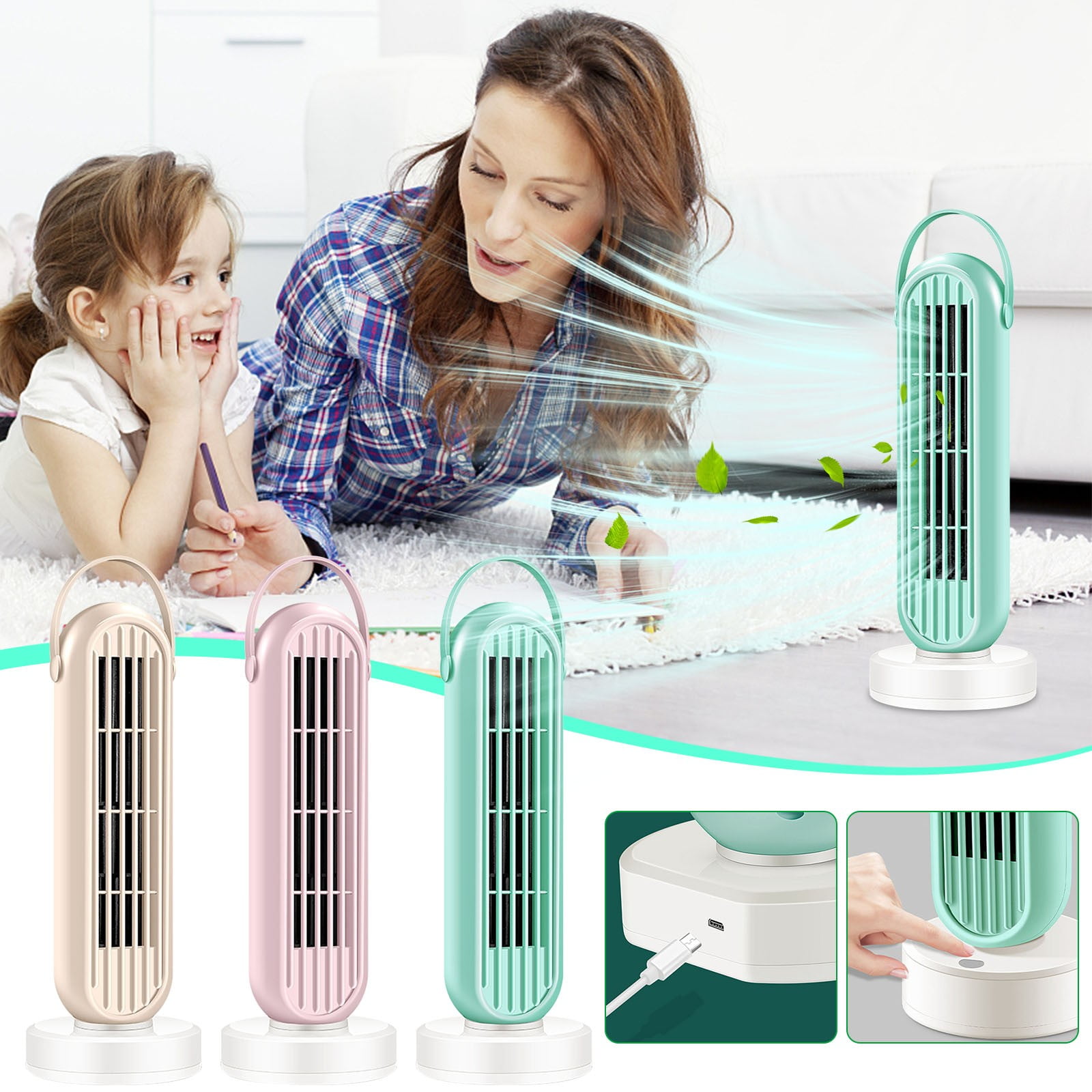 XGFHYJEH Tower Fan, Bladeless Tower Fan, Small Floor Fan, Personal ...