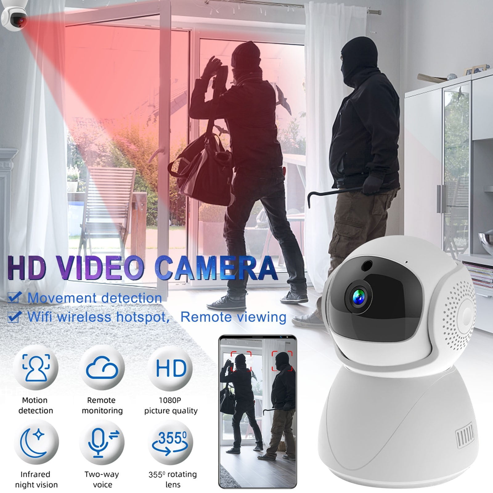 XGFHYJEH Wireless Cameras for Home Security, Indoor Outdoor Smart WiFi ...