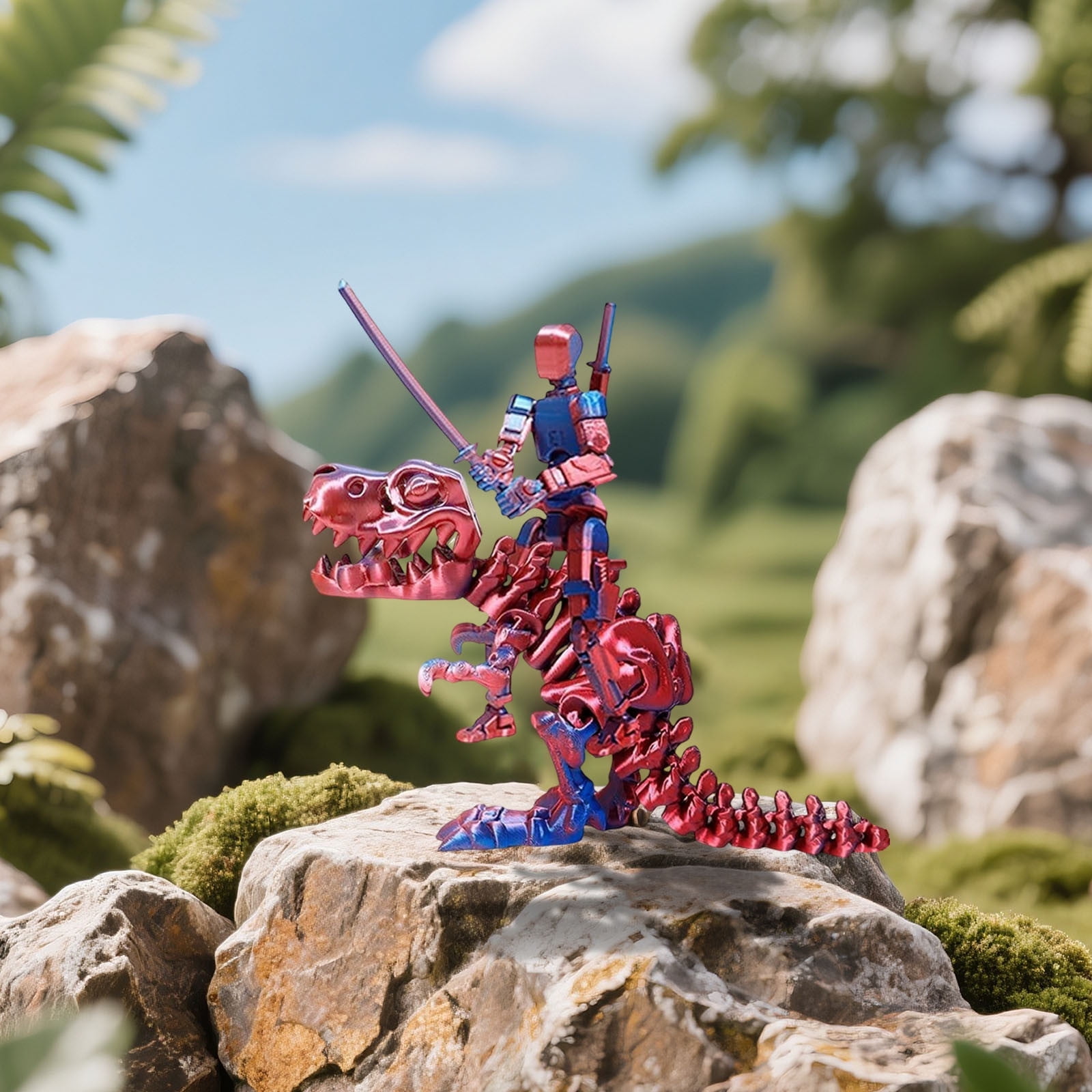 XGG ‌3D Printed T-Rex Rider Skeleton Model - Poseable Dinosaur with ...