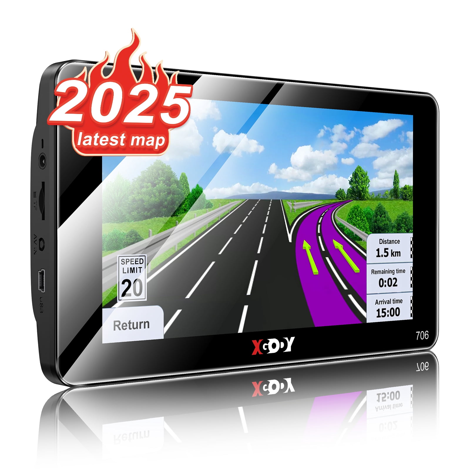 XGODY 7 inch Auto GPS Navigation System, 8GB+256 Truck GPS with Speed ...