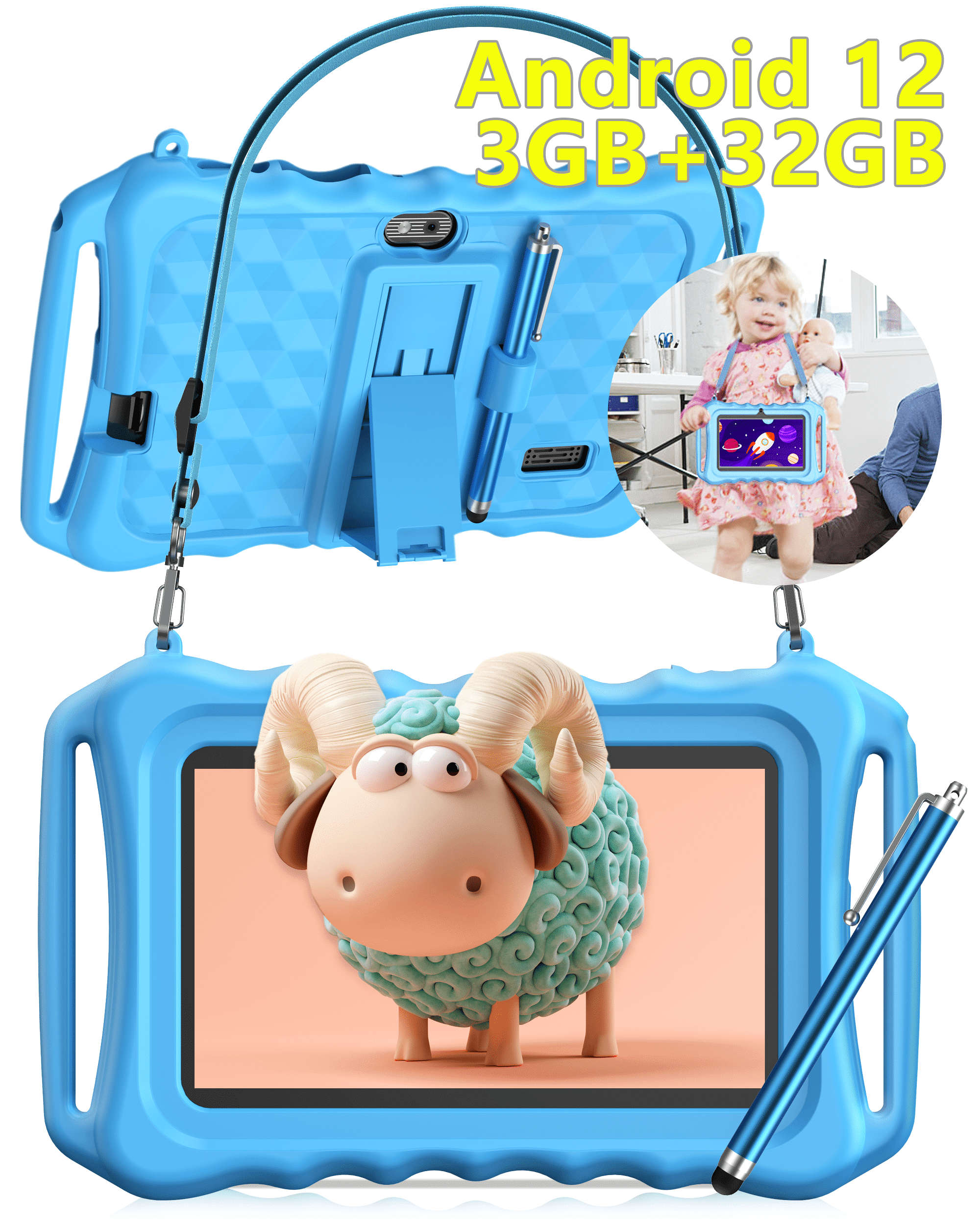 XGODY 7 inch Kids Tablet, 3GB+32GB, Android 12, IWAWA APP, Parental ...