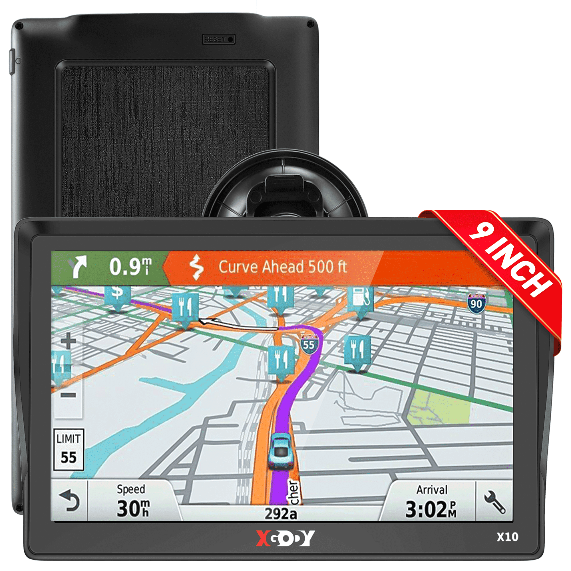 XGODY 9 inch Truck GPS Navigation for Car GPS 2024 Lifetime Free Map ...