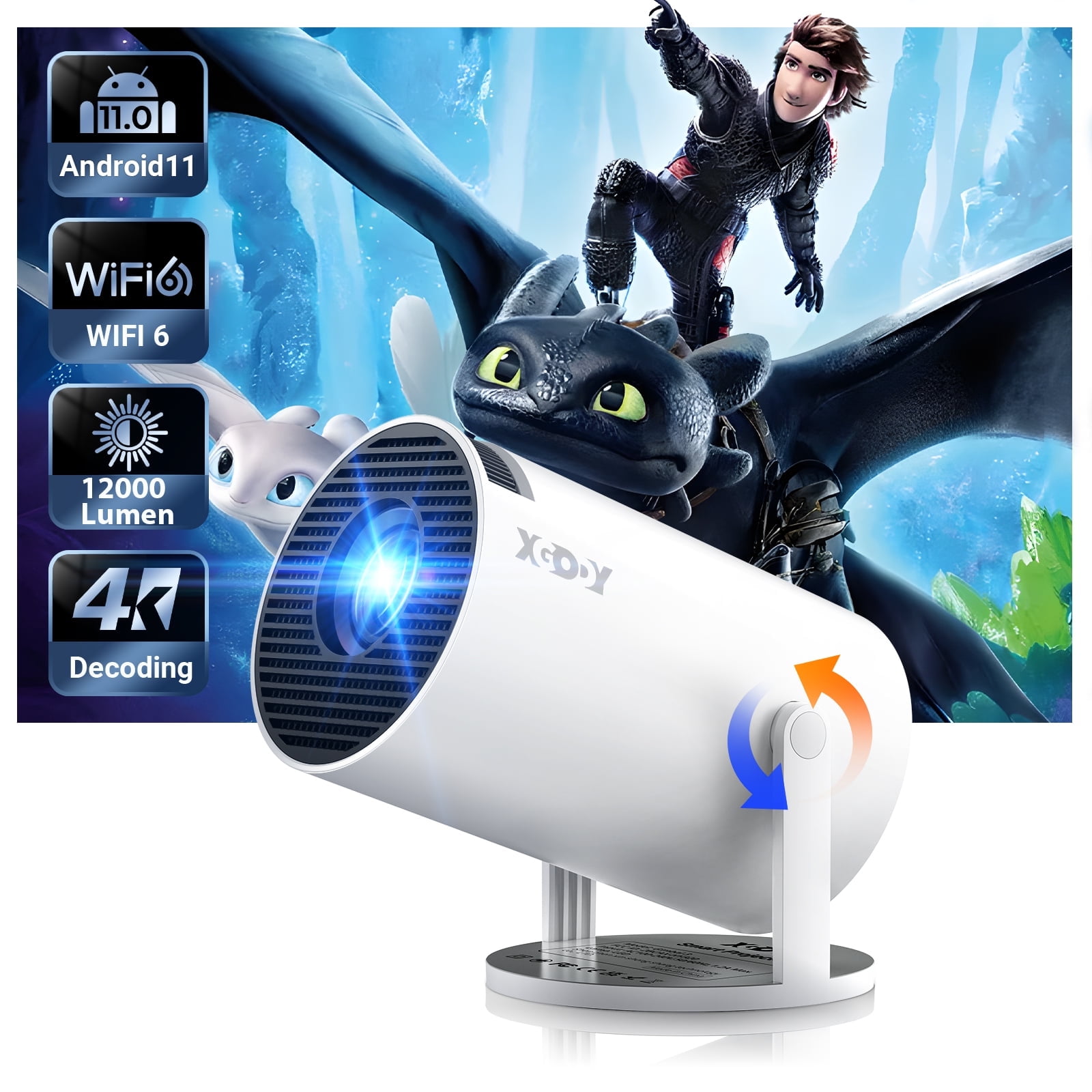 XGODY G3 Android Smart Proyector with Wifi and Bluetooth, Mini Portable ...