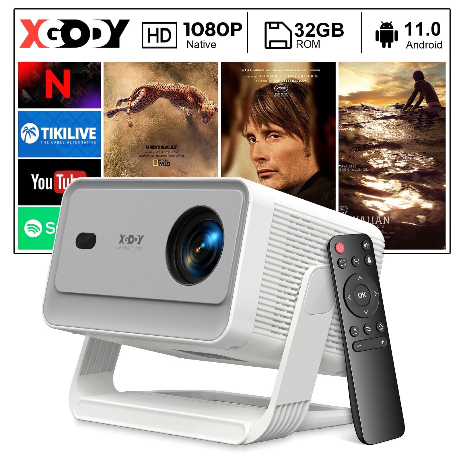 XGODY Gimbal A6 Pro Smart Projector, 1080P HD, 4K, Portugal | Ubuy