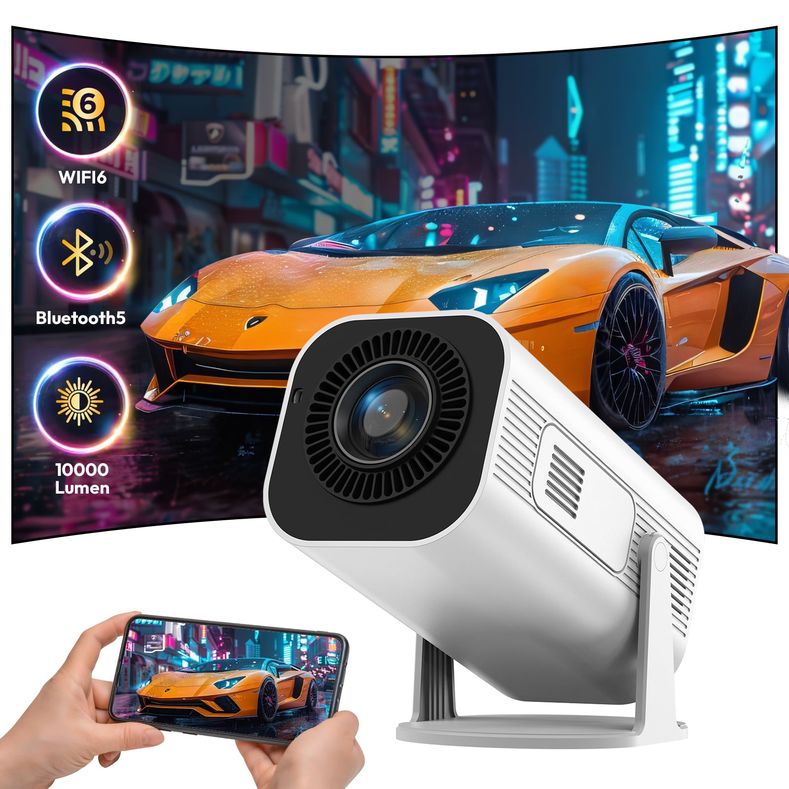 XGODY Same Screen M1 Mini Projector With Wifi6 and Bluetooth5.0,1080P ...