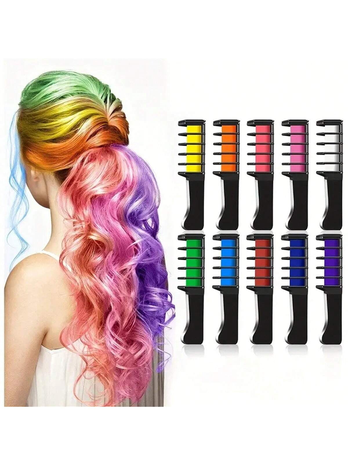 XGUANGZHP 1PC 10 Color Hair Chalk For Girls Makeup Kit Hair Chalk Comb ...
