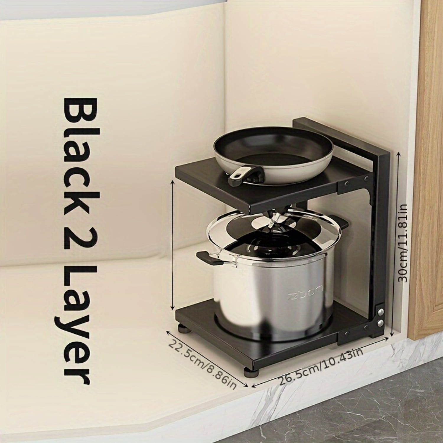 XGZHPJZ Multi-Tier Stainless Steel Kitchen Organizer - Space-Saving Pot ...