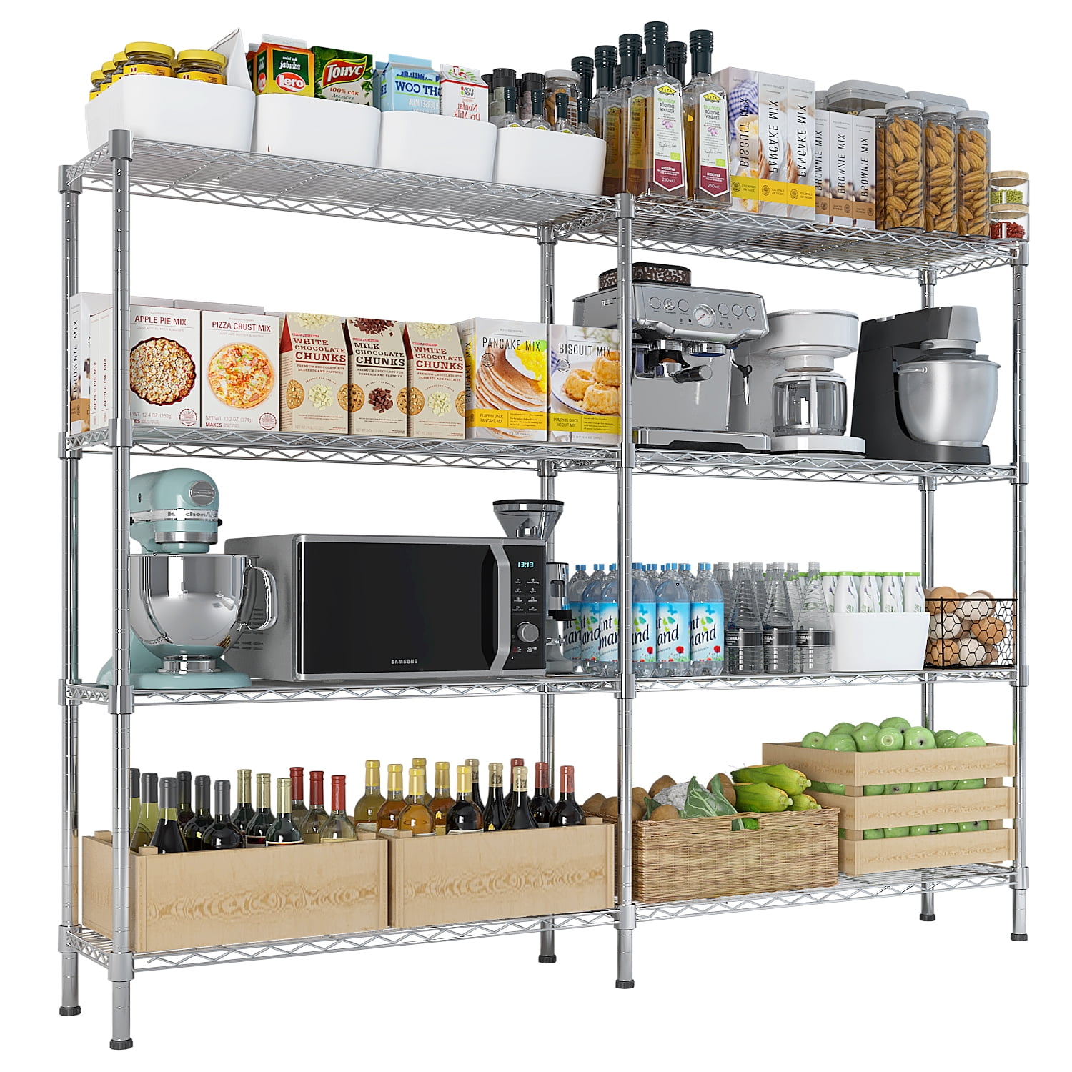 XGeek Adjustable Storage Shelves 4 Tier Metal Shelving for Storage Rack ...