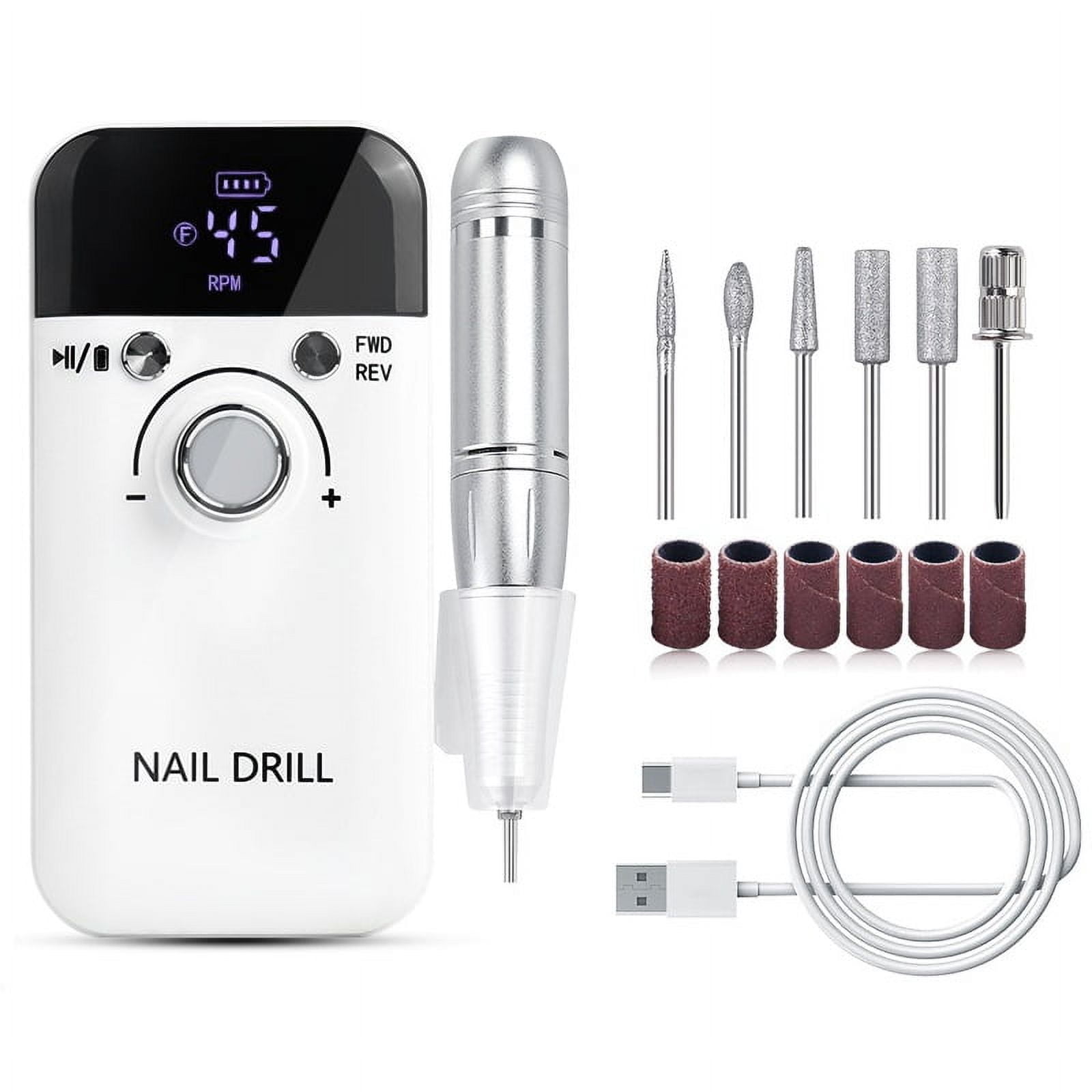 XGeek Portable Nail Drill Professional 45000 RPM Rechargeable Electric ...