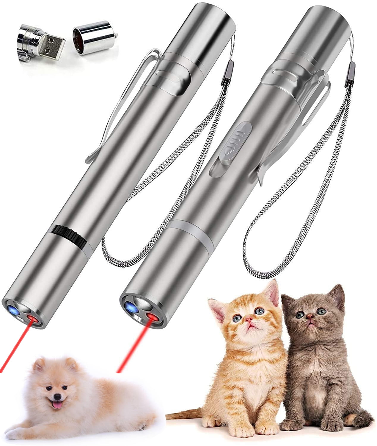 XGeek USB Rechargeable Laser Pointer Cat Toy with Light Modes, Mini (2 Pack) - Walmart.com